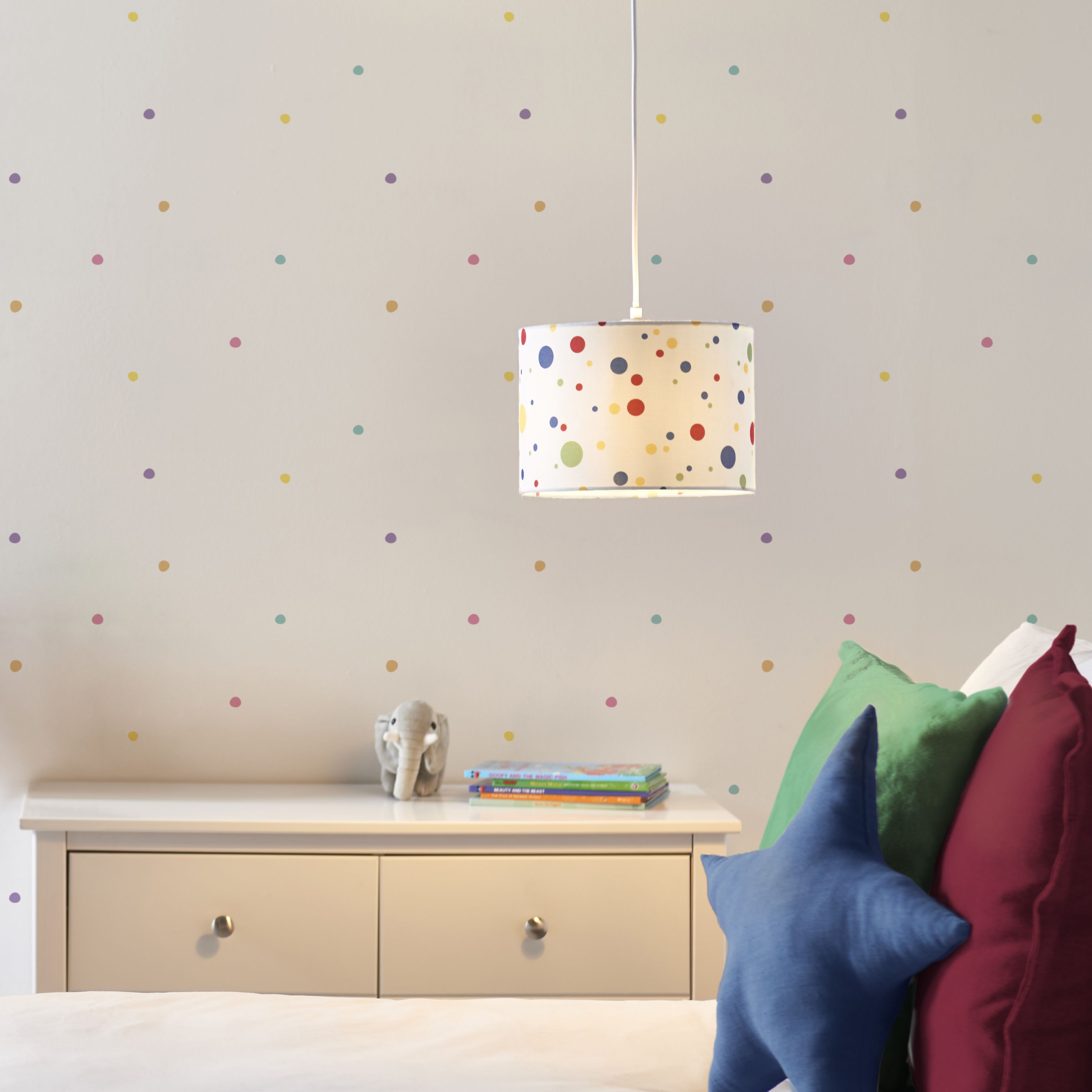 Printed Multicolour Polka dot Cylinder Light shade (D)25cm