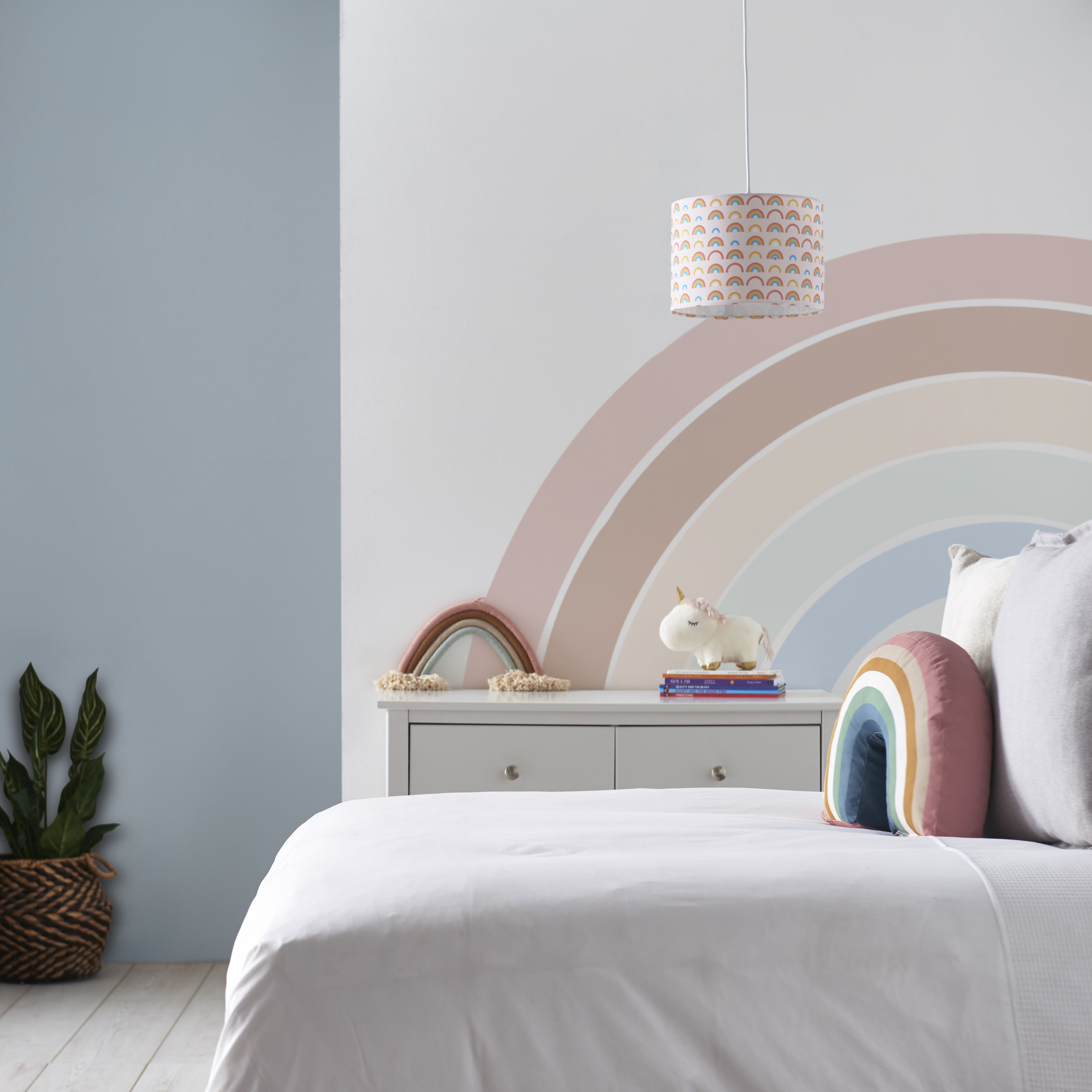 Printed Multicolour Rainbow Cylinder Light shade (D)25cm