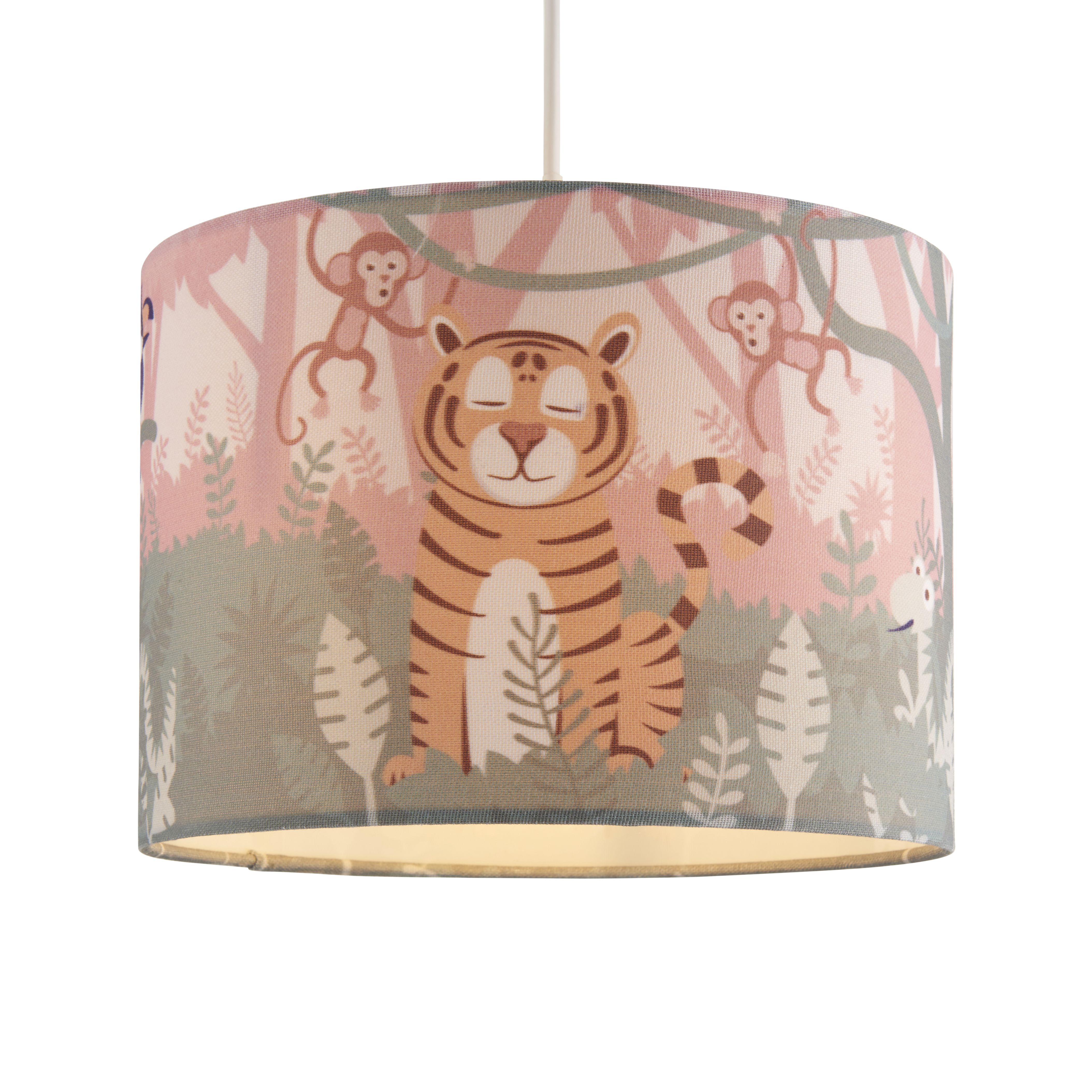 PRINTED MULTICOLOUR SAFARI CYLINDER LIGHT SHADE (D)25CM