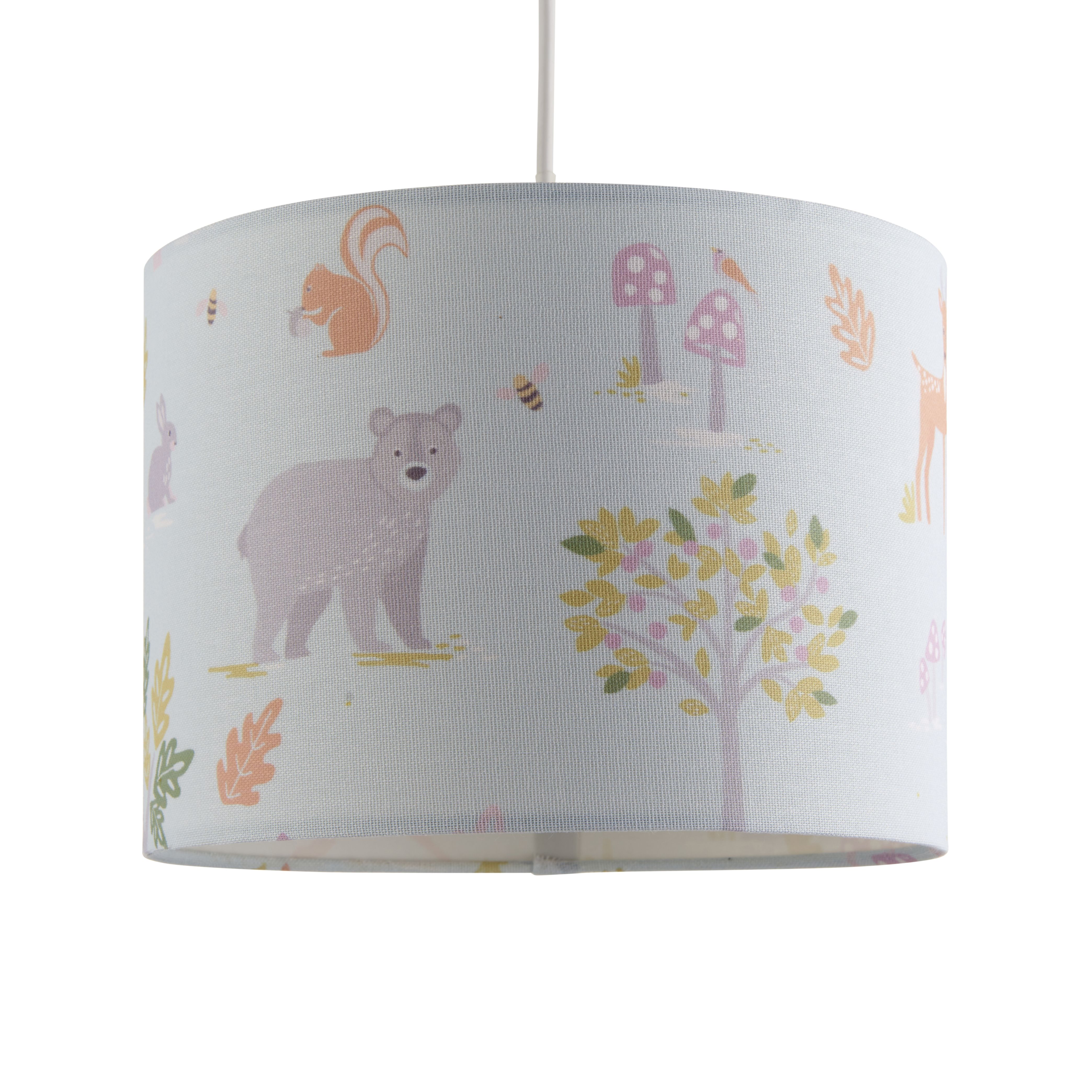Printed Multicolour Woodland animal Light shade (D)25cm