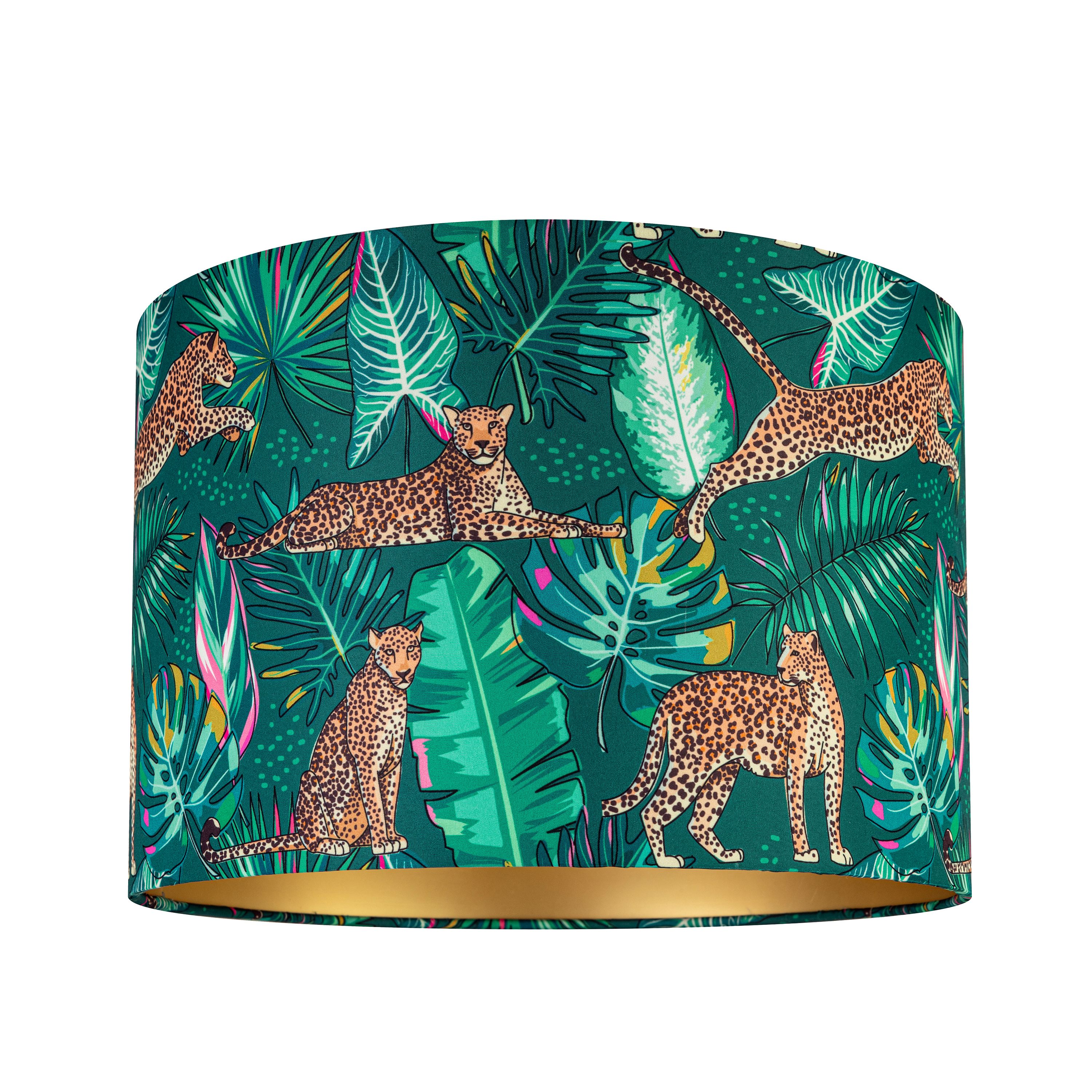 Printed Multicoloured Leopard Cylinder Lamp shade (D)30cm