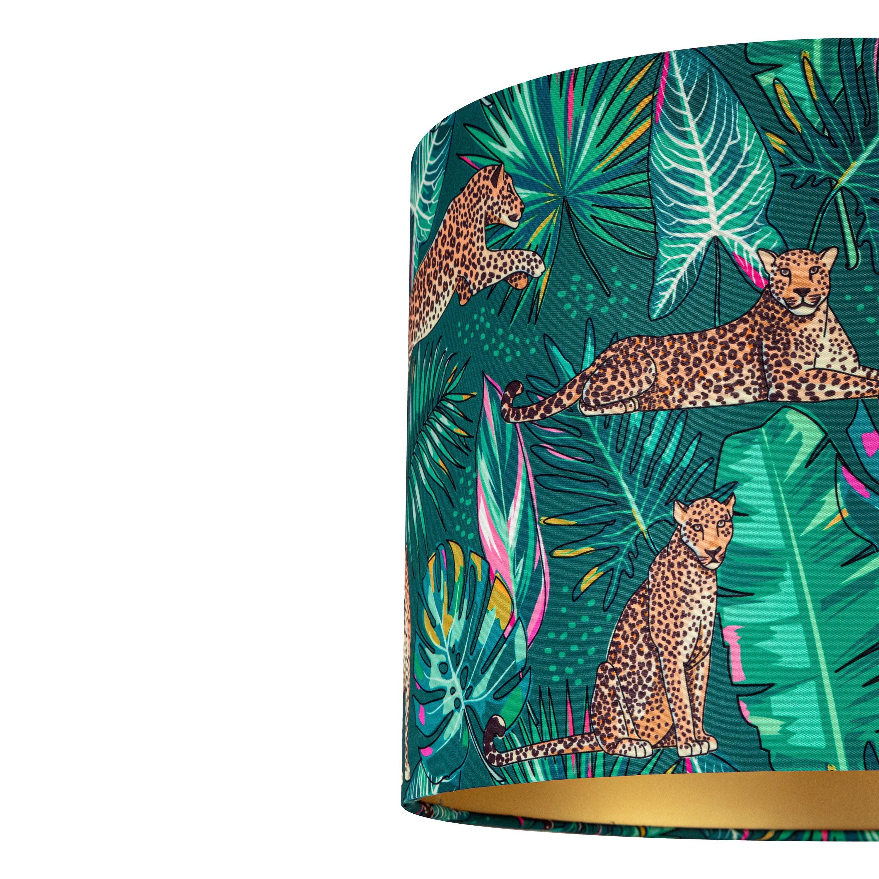 Printed Multicoloured Leopard Cylinder Lamp shade (D)30cm