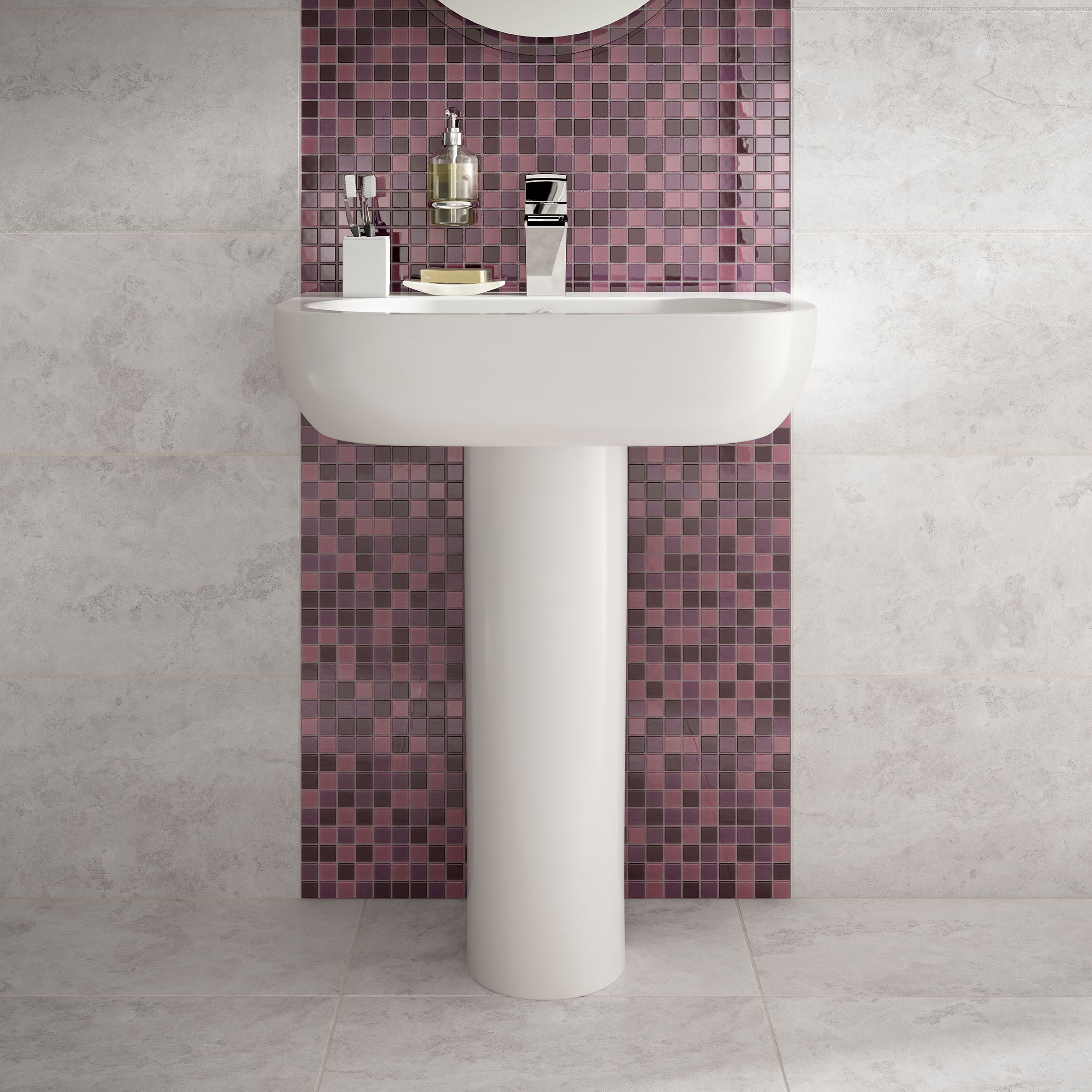 Purple Gloss Glass Mosaic tile, (L)300mm (W)300mm | DIY at B&Q