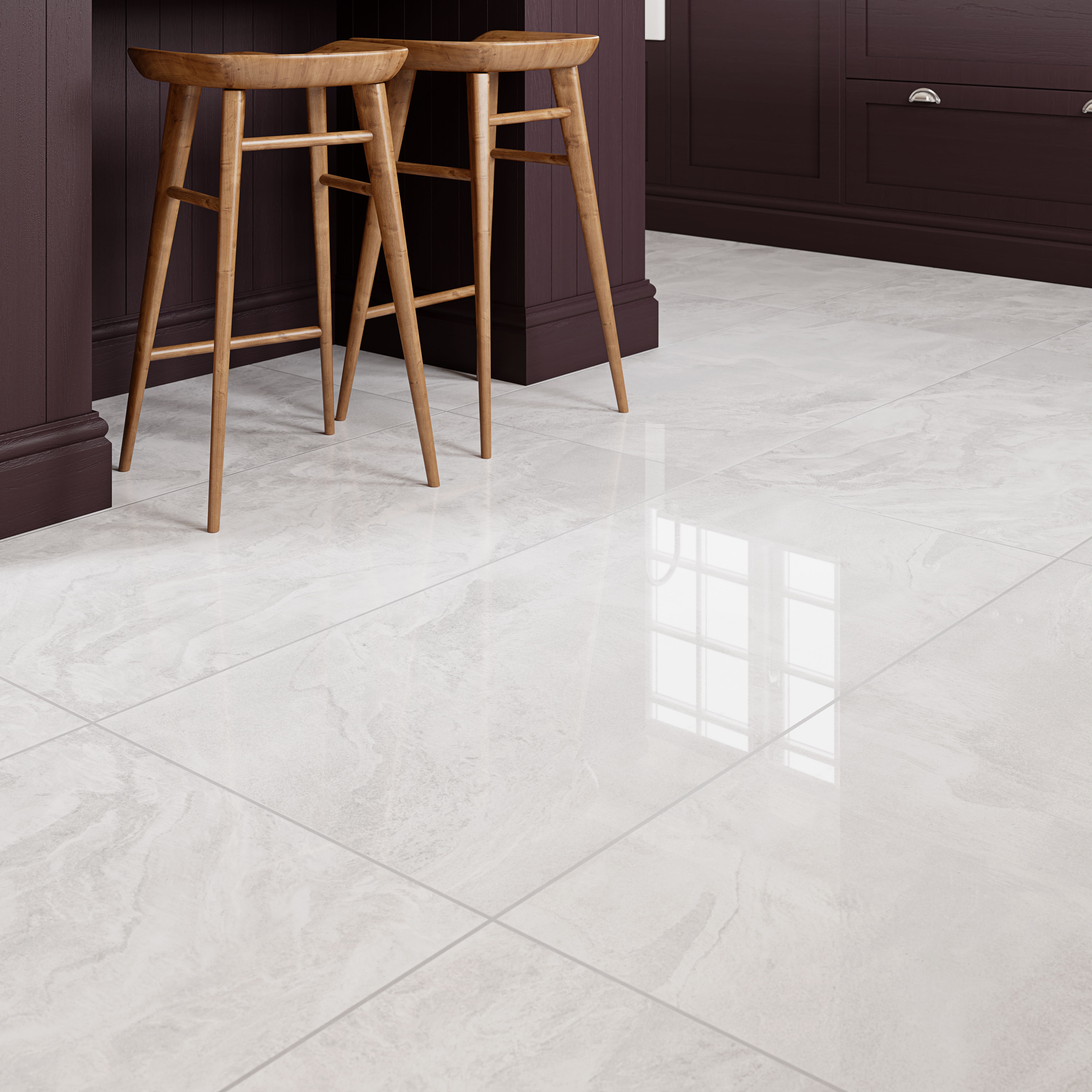 Puya Light grey Polished Concrete effect Porcelain Indoor Wall & floor ...