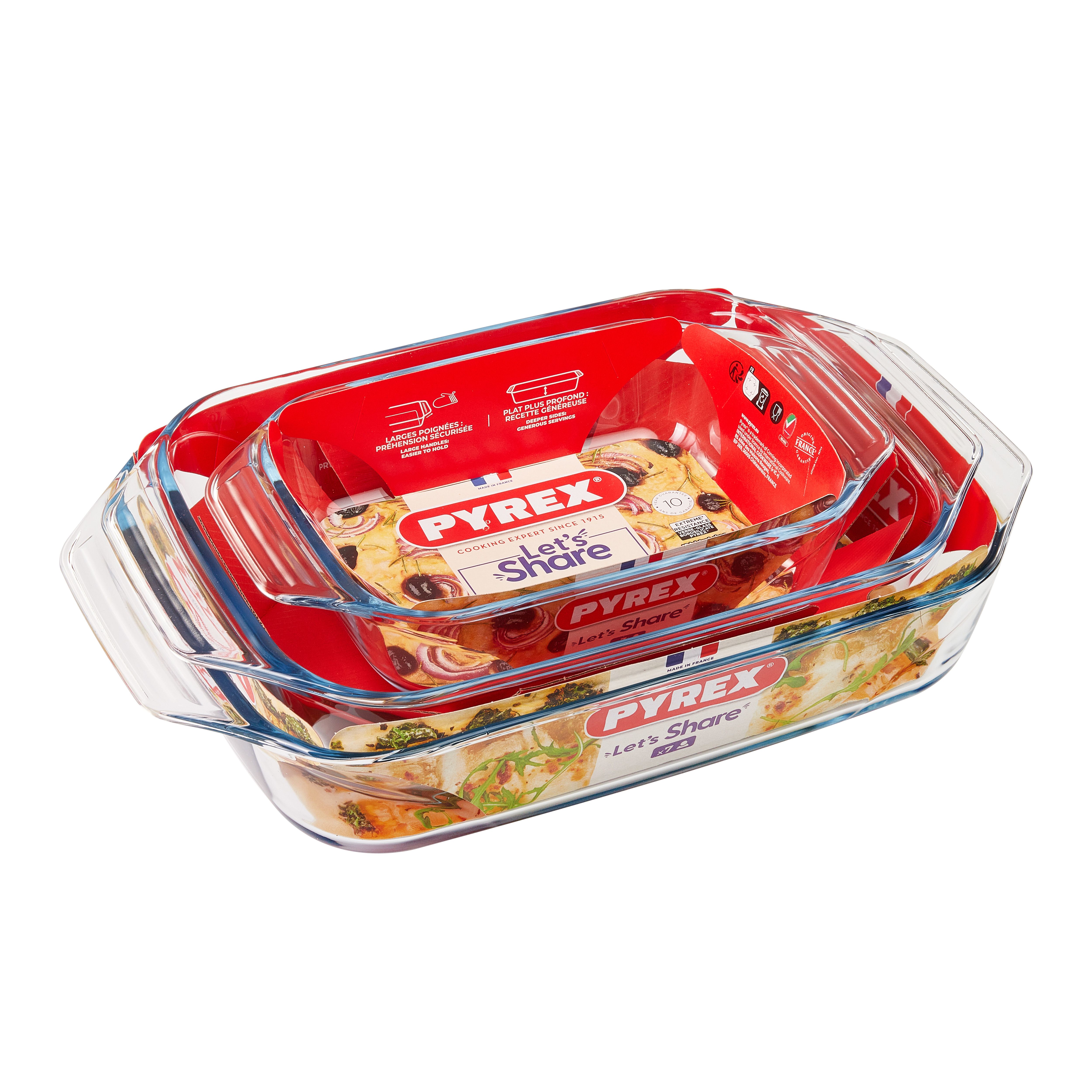 Pyrex Cookware Clear Glass Baking dish, Set of 3