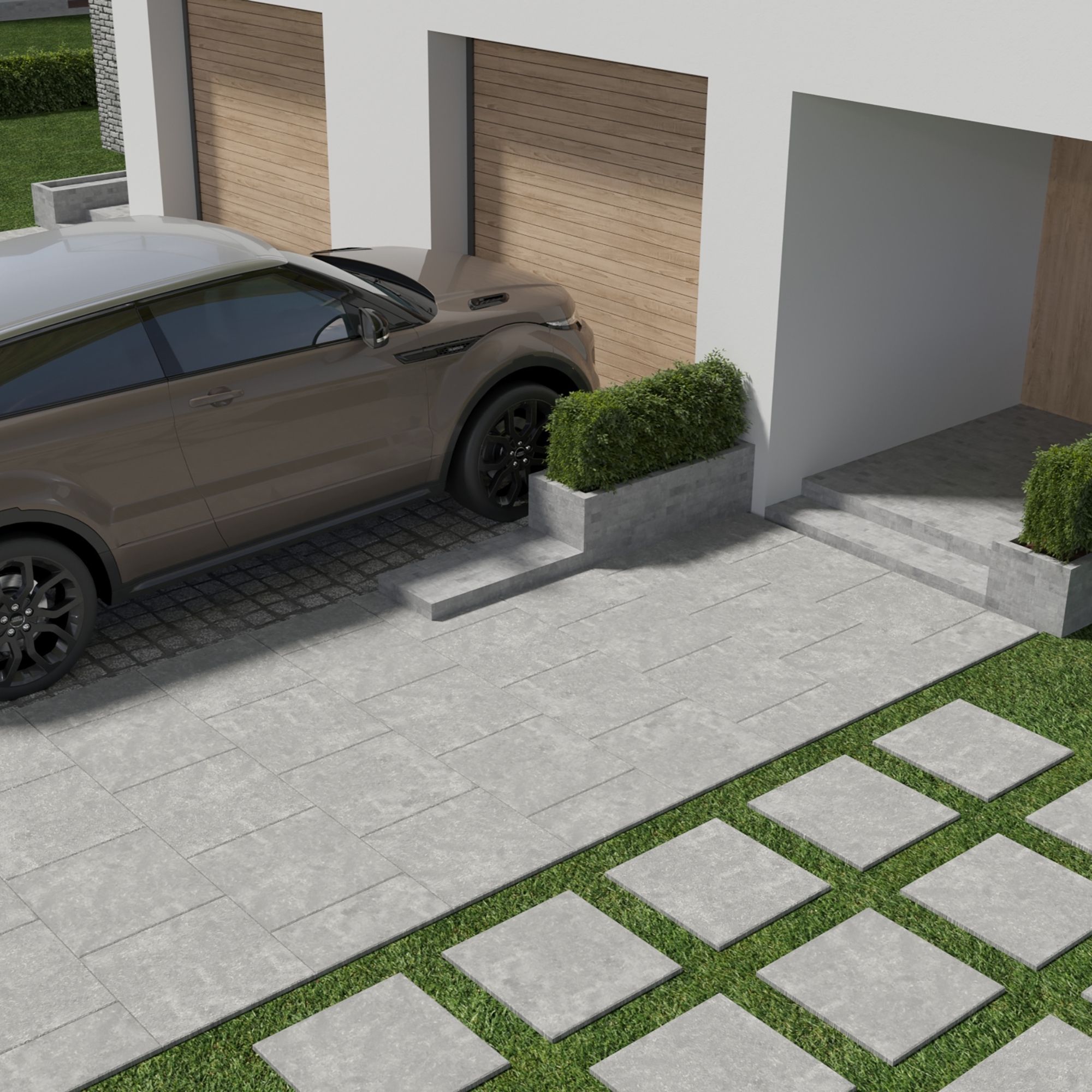 Qua Benelux Grey Matt Stone effect Textured Porcelain Outdoor Floor ...