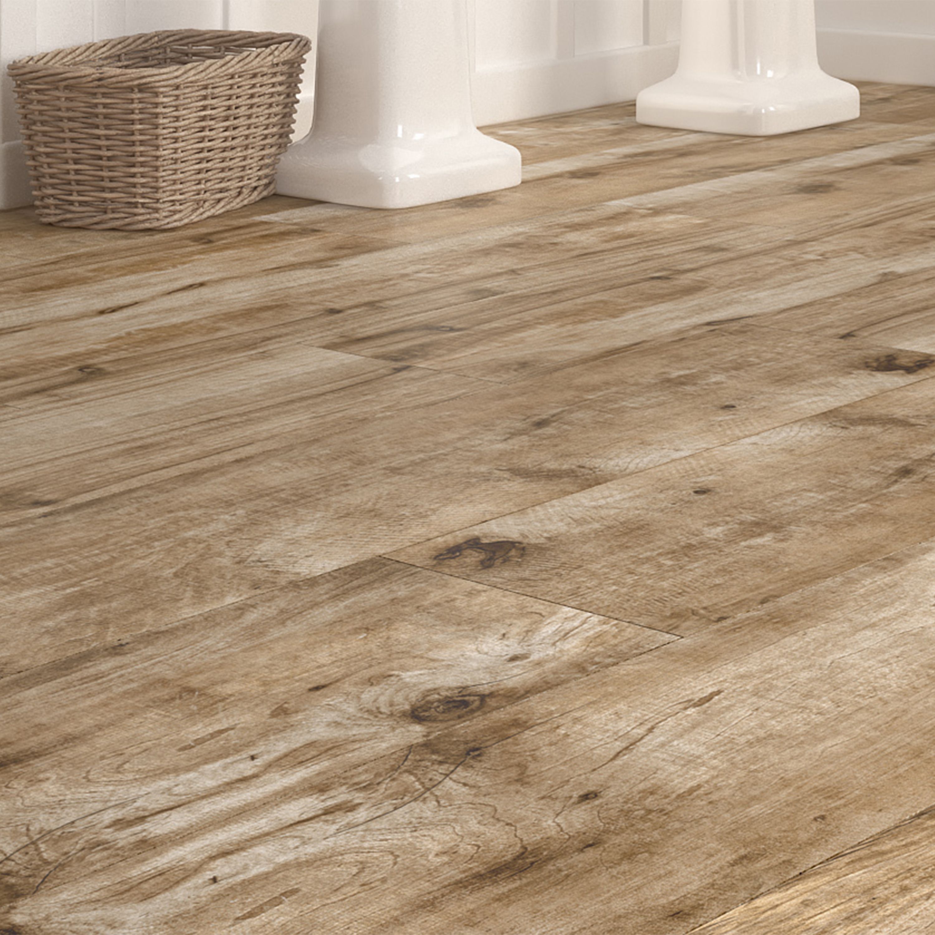 Qua Timberwood Brown Matt Wood effect Textured Porcelain Outdoor Floor ...