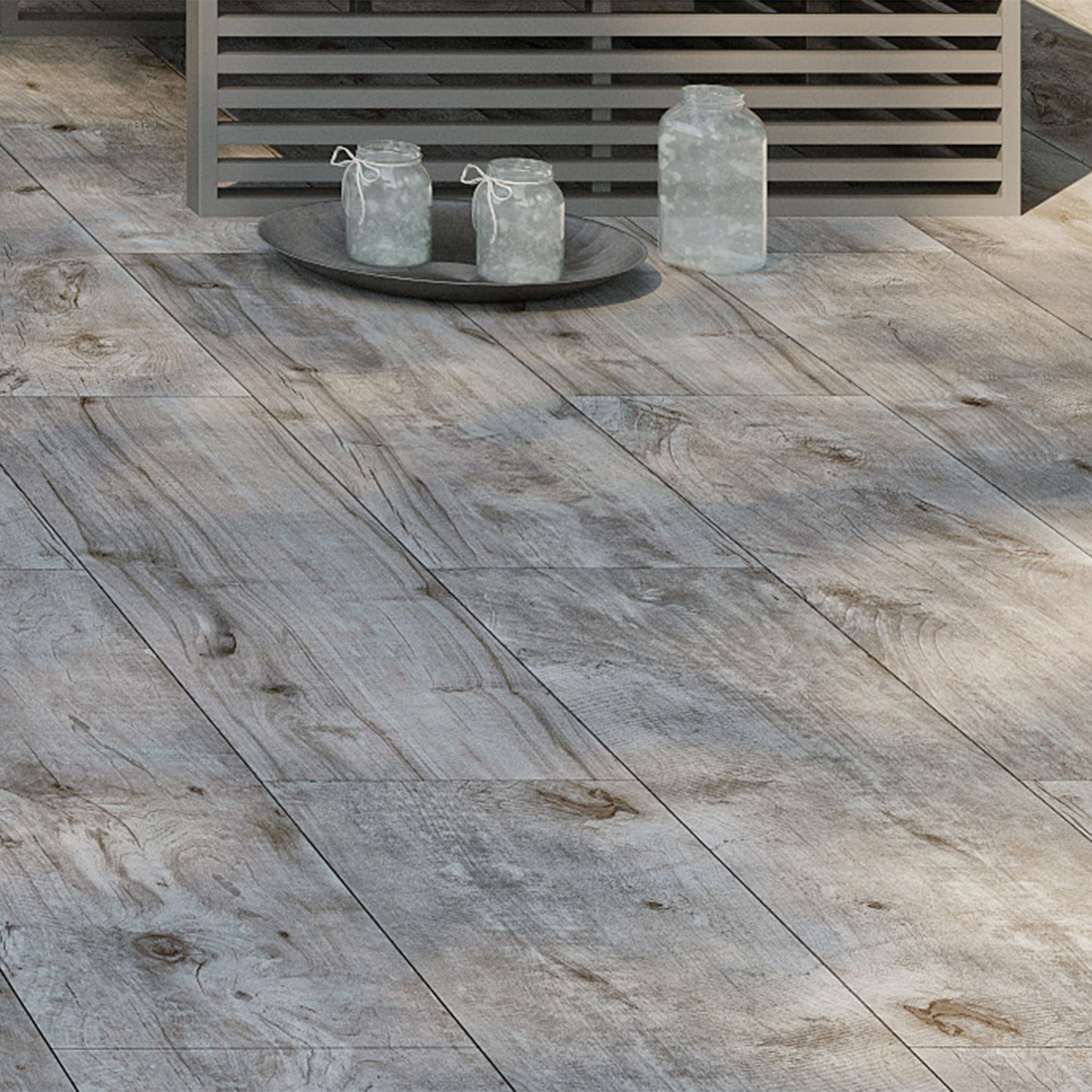 Qua Timberwood Grey Matt Wood effect Textured Porcelain Outdoor Floor ...