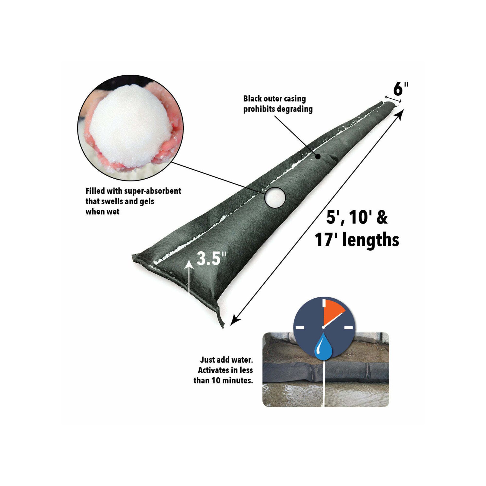 Quick Dam Water activated Black Flood barrier (W)3m