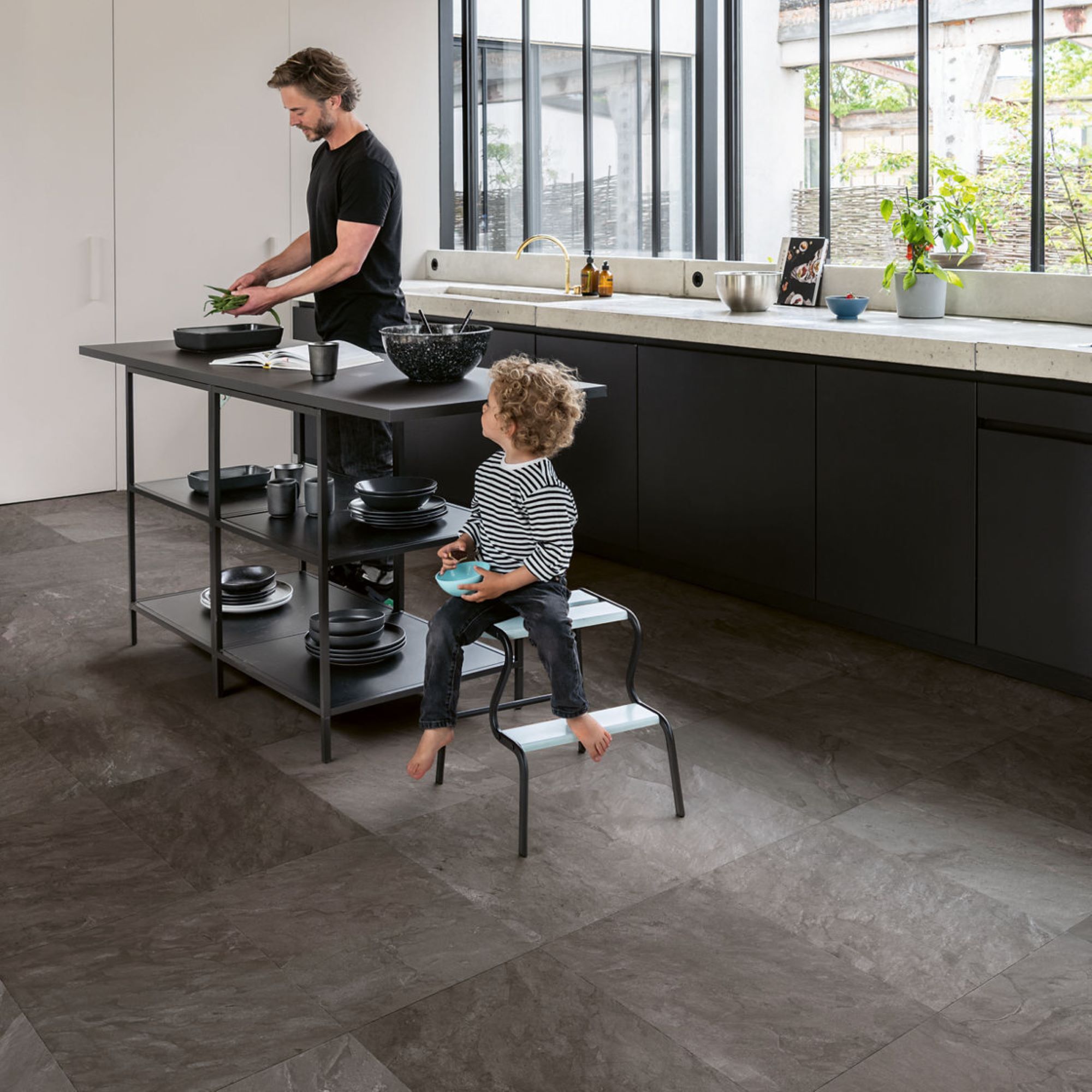 Quick-step Aquanto Welsh Grey Stone tile effect Embossed Flooring, 1.9m²
