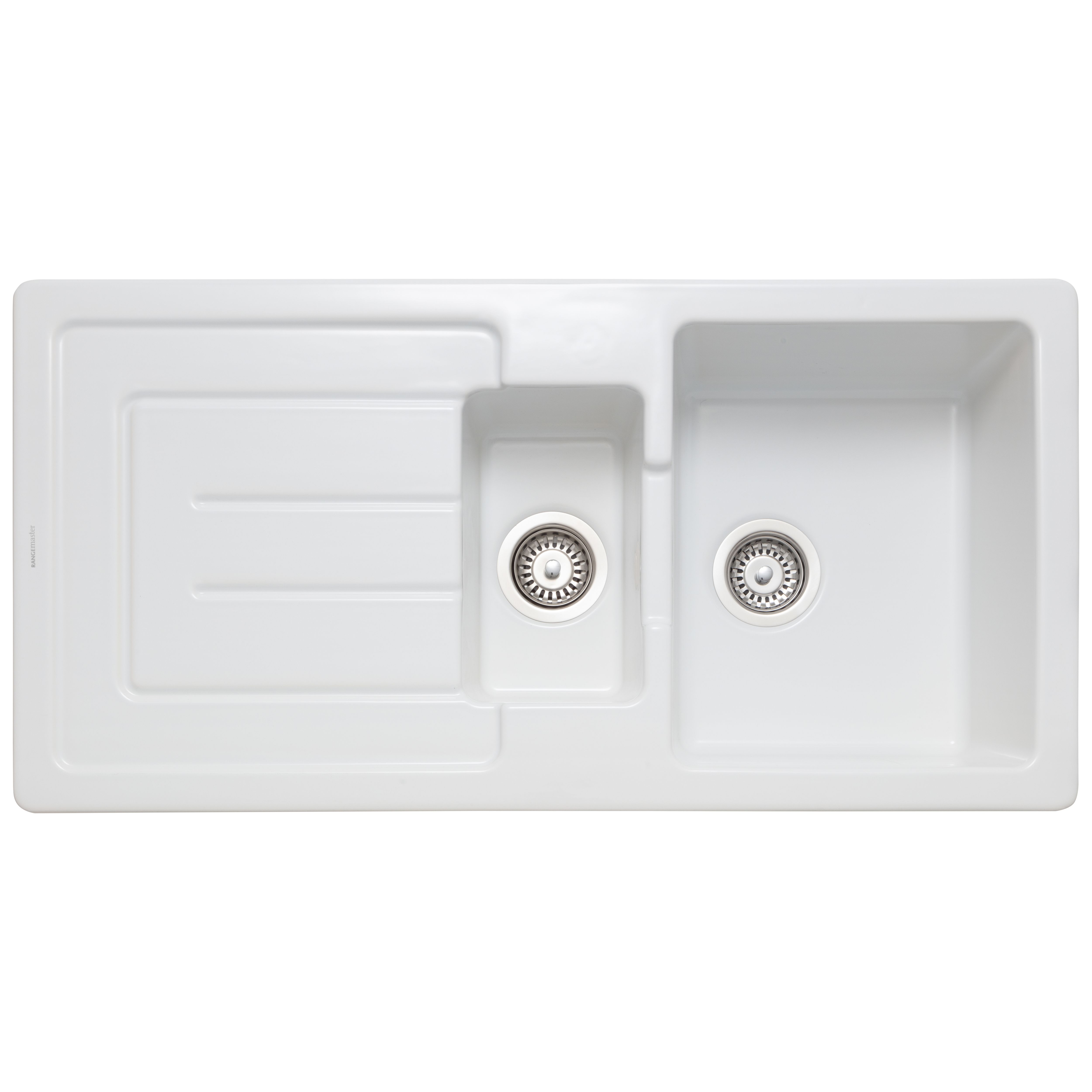 Rangemaster Austell White Ceramic 1.5 Bowl Sink 500mm x 1000mm | DIY at B&Q