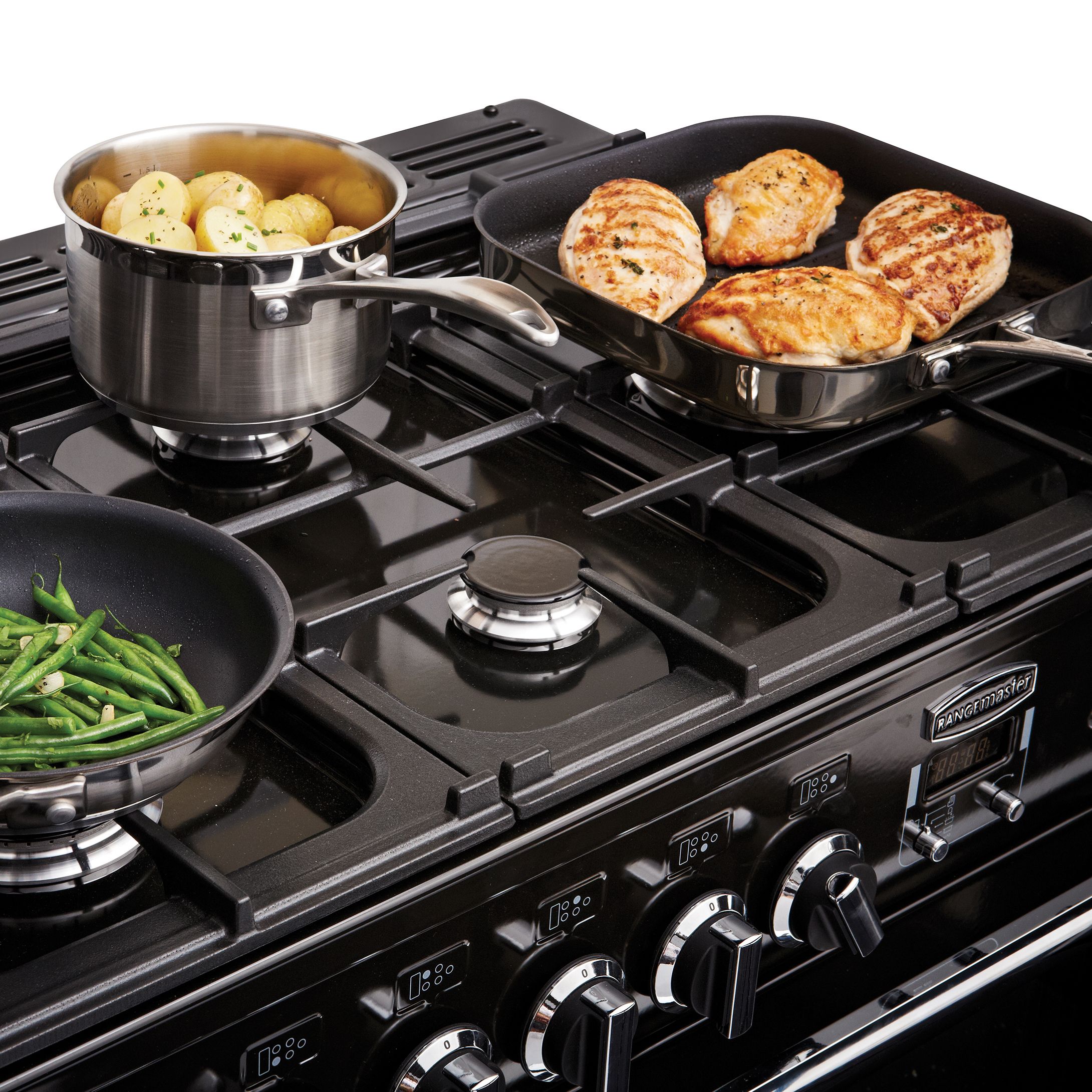 Rangemaster PDL110DFFGB/C Freestanding Electric Range cooker with Gas ...