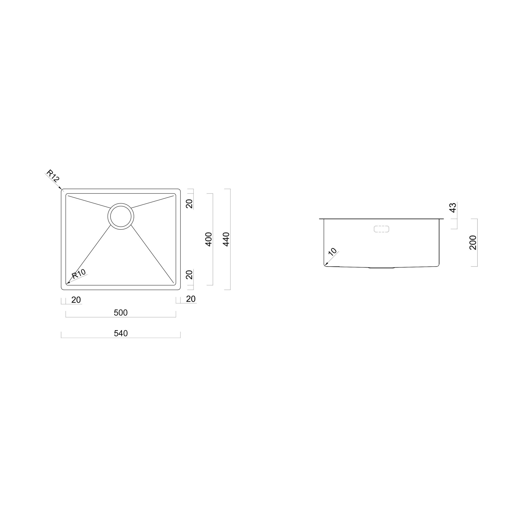 Rangemaster Prism Gold Stainless steel 1 Bowl Kitchen sink 440mm x 540mm