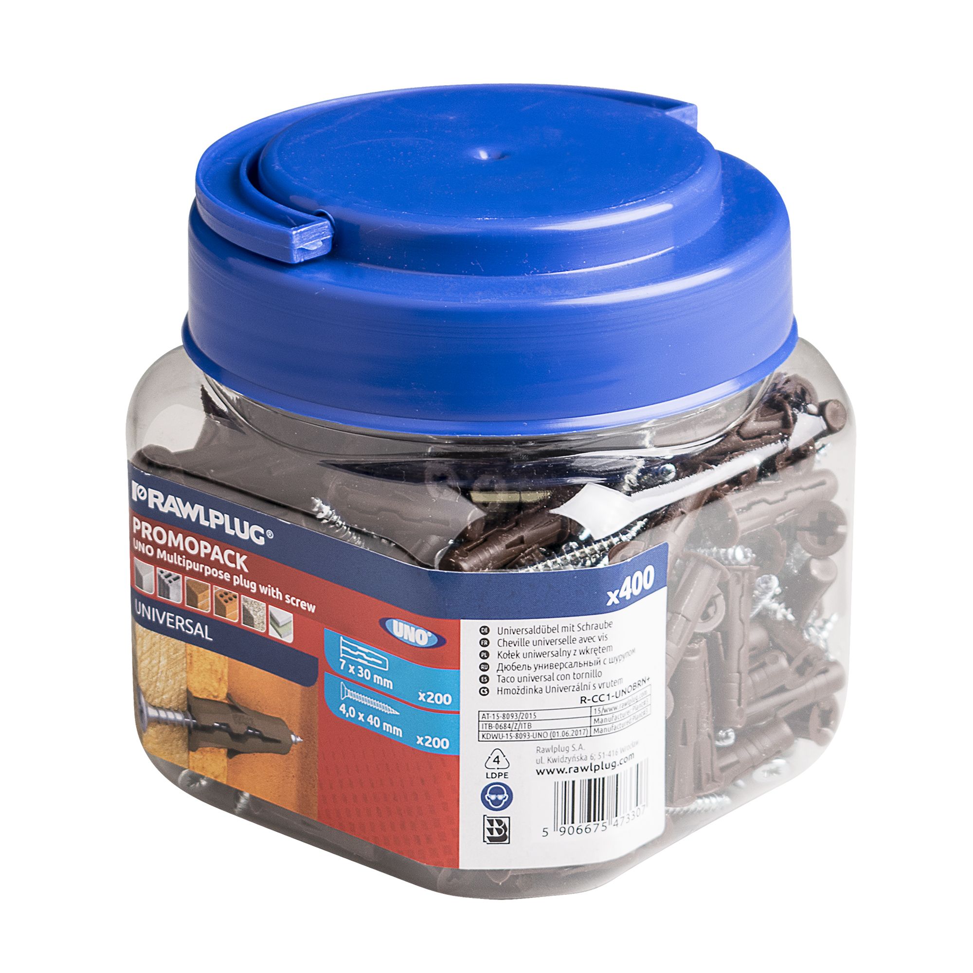 Rawlplug Brown Multi-purpose screw & wall plug (Dia)7mm (L)30mm, Pack ...