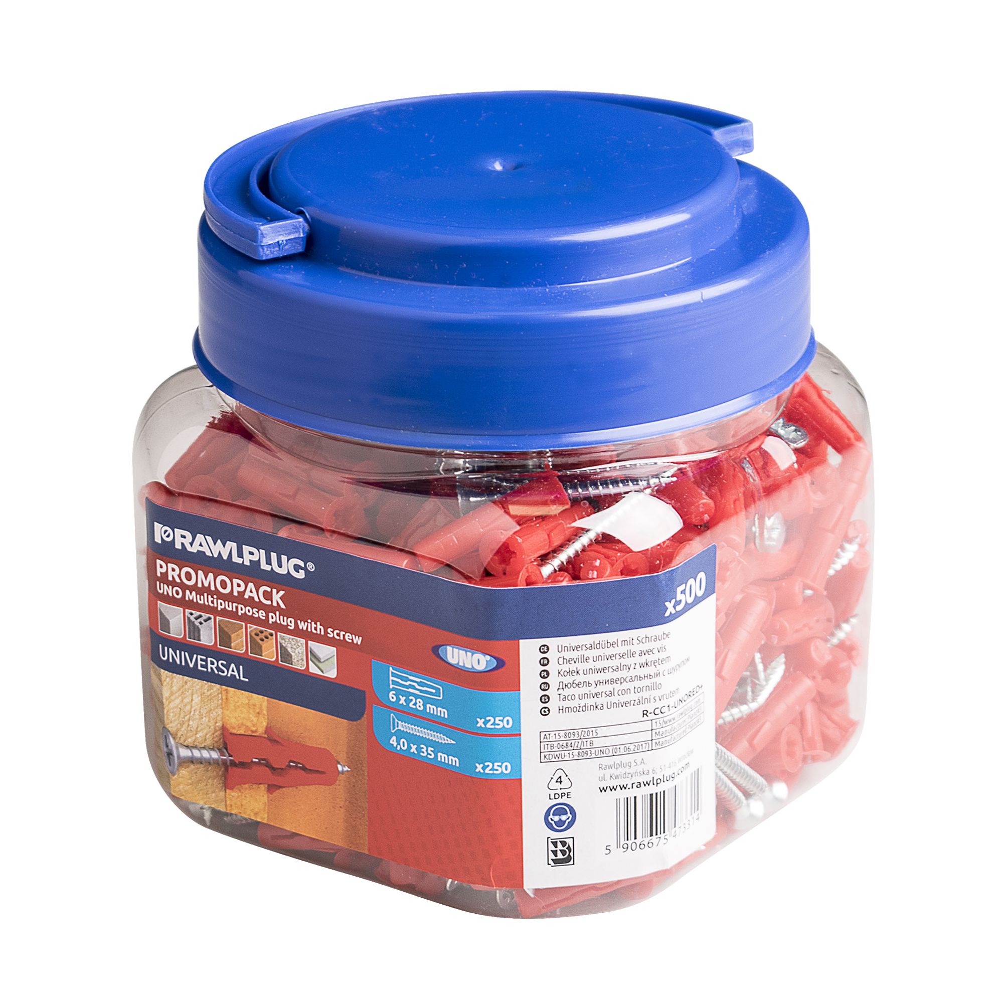 Rawlplug Red Multi-purpose screw & wall plug (Dia)6mm (L)28mm, Pack of ...