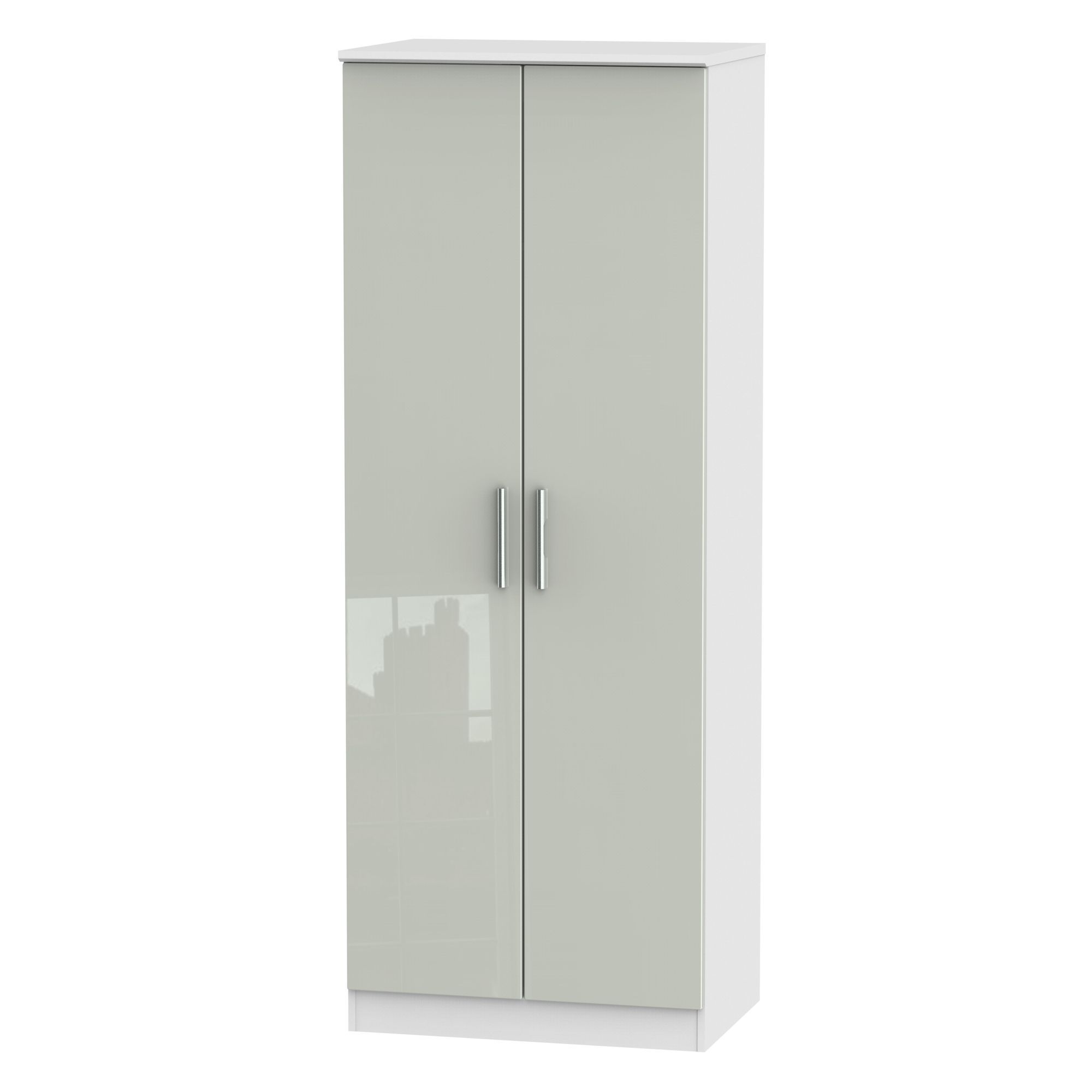 Ready assembled Contemporary High gloss grey & white Tall Double ...