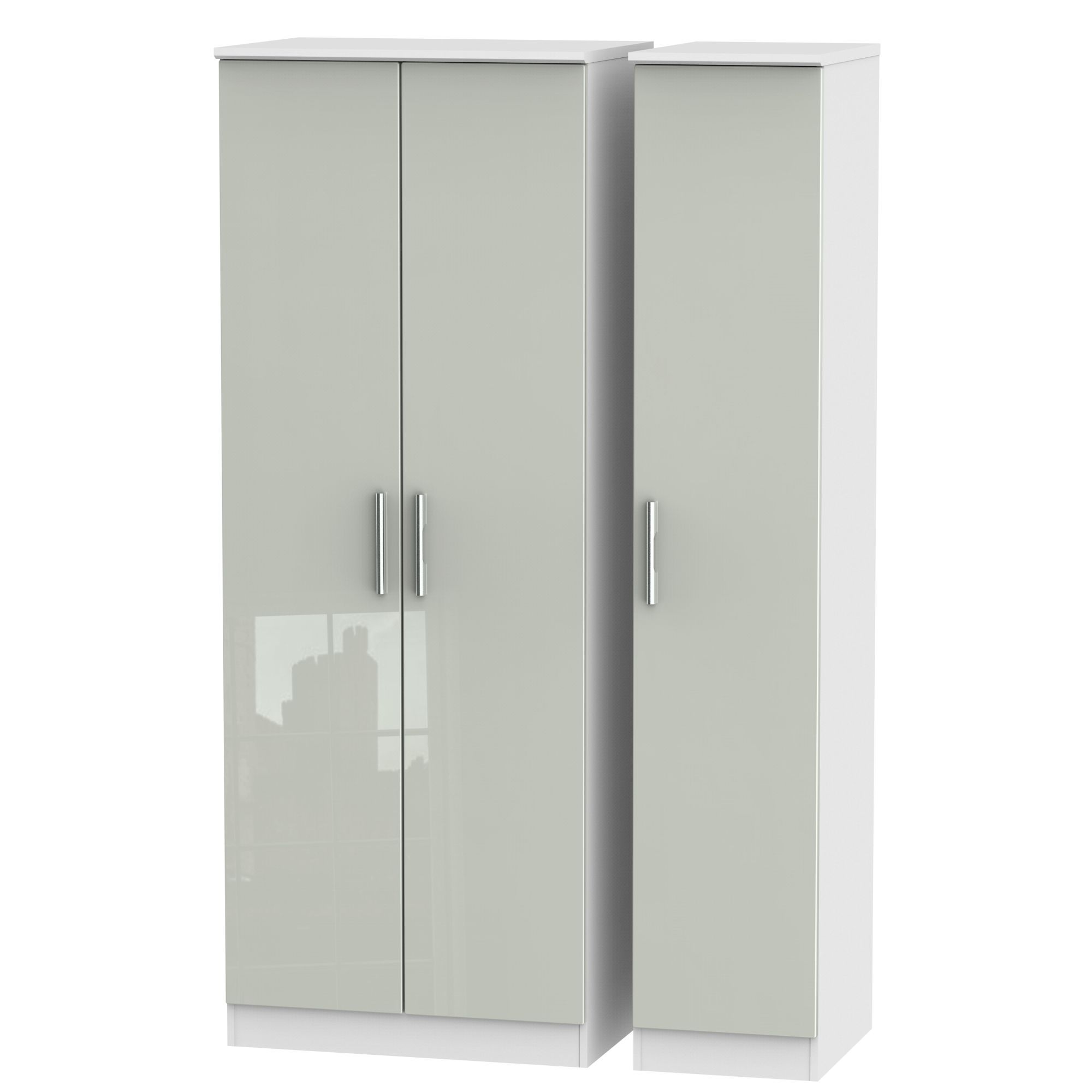 Ready assembled Contemporary High gloss grey & white Tall Triple ...