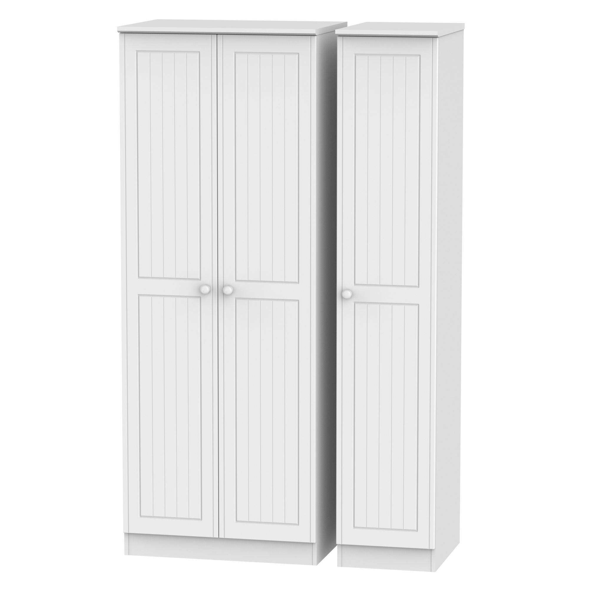 Ready assembled Contemporary Matt white Tall Triple Wardrobe (H)1970mm ...