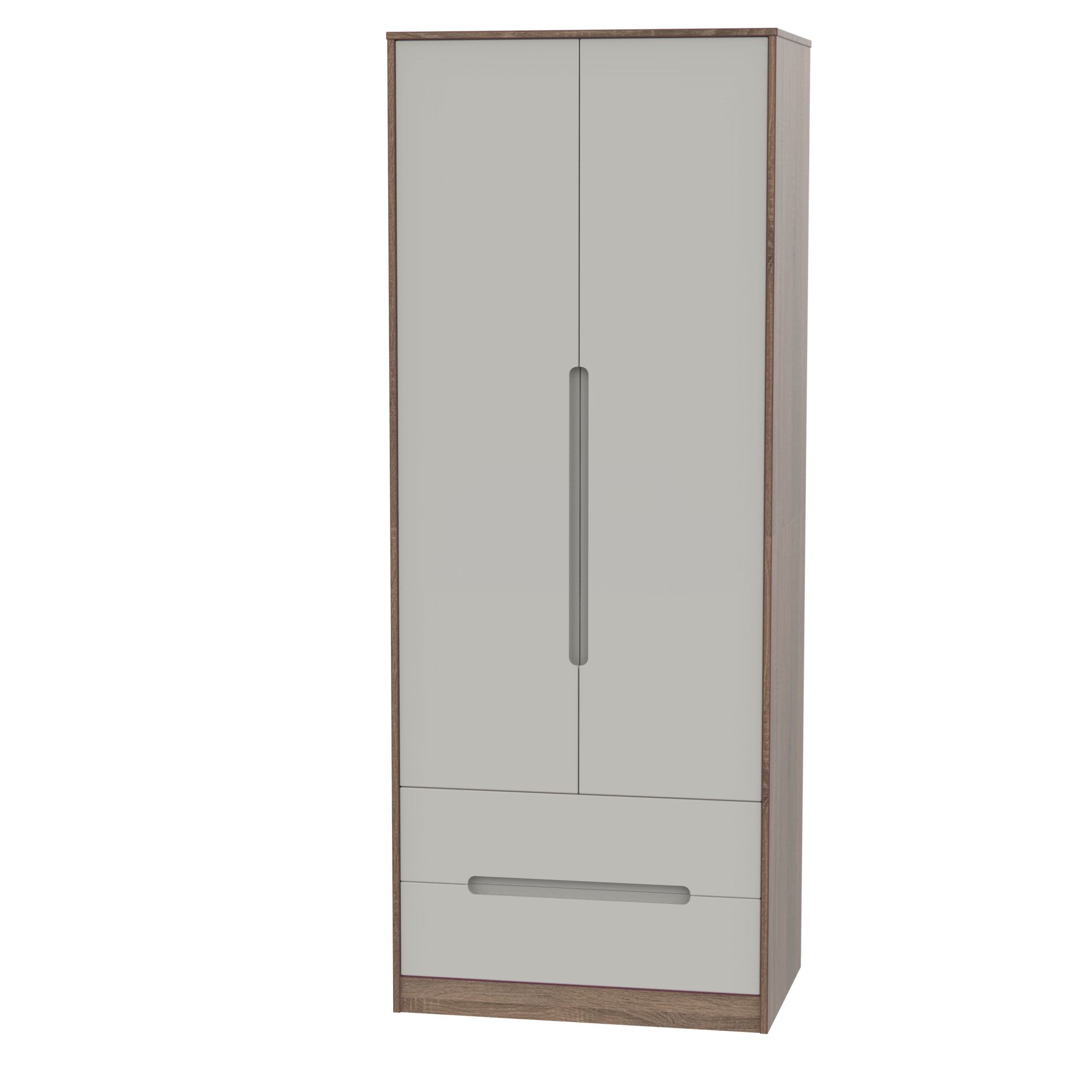 Ready assembled Contemporary Satin cashmere oak effect 2 Drawer Tall ...