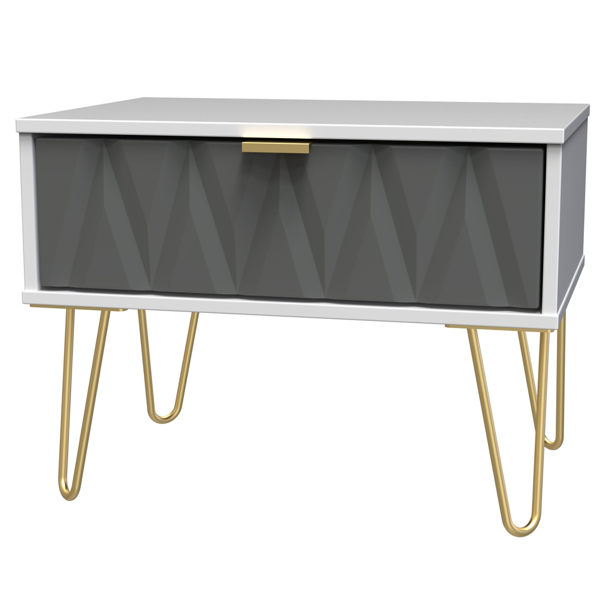 Ready assembled Grey & white 1 Drawer Side table (H)410mm (W)395mm