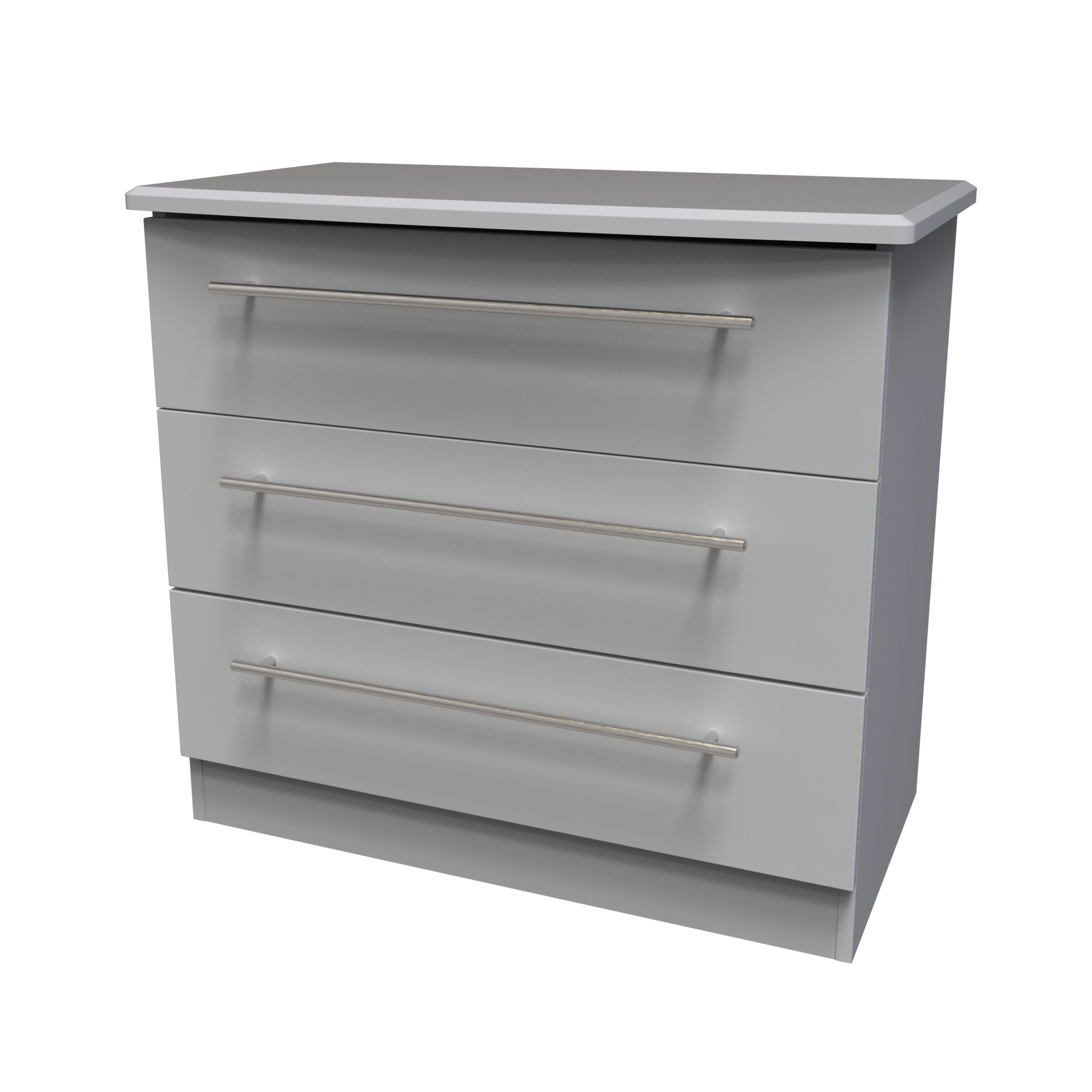 Ready assembled Matt grey 3 Drawer Chest of drawers (H)695mm (W)765mm ...