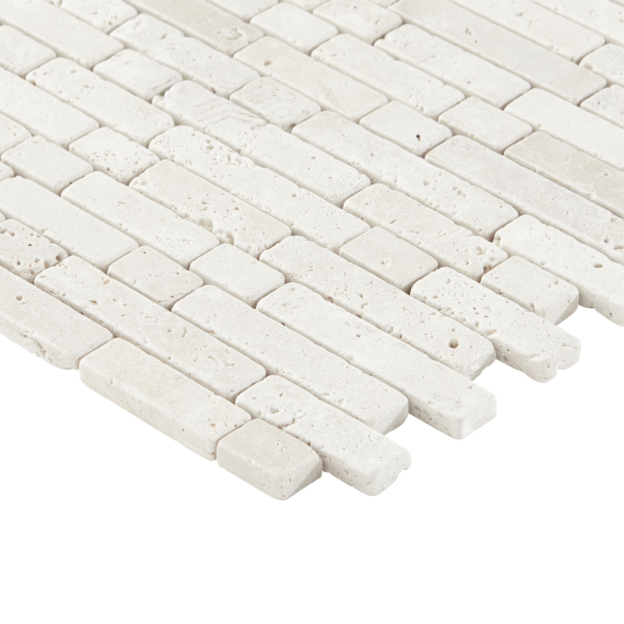 Real tumbled travertine Beige Matt Muretto Natural stone Mosaic tile ...