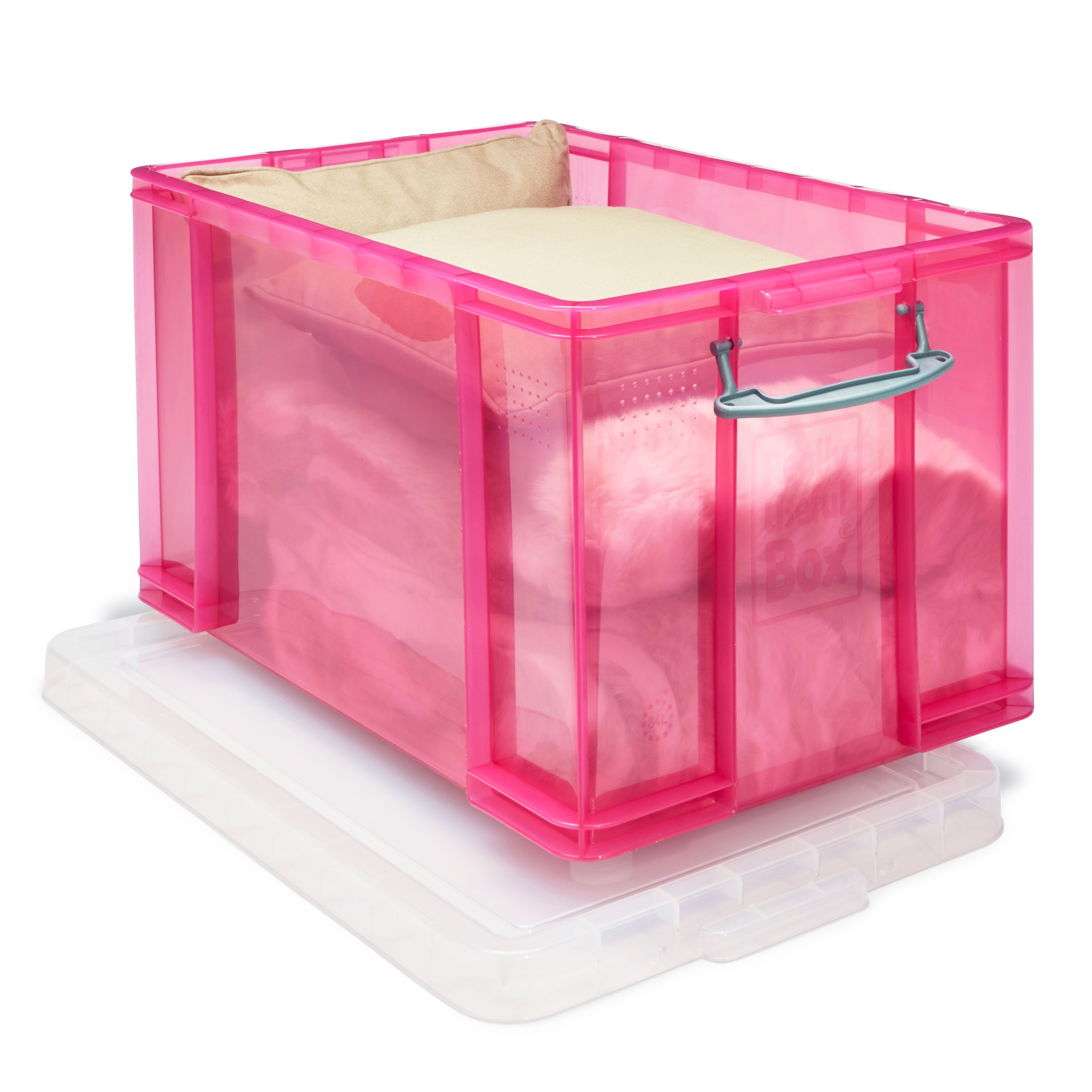 Really Useful Pink 84L Stackable Storage box | DIY at B&Q