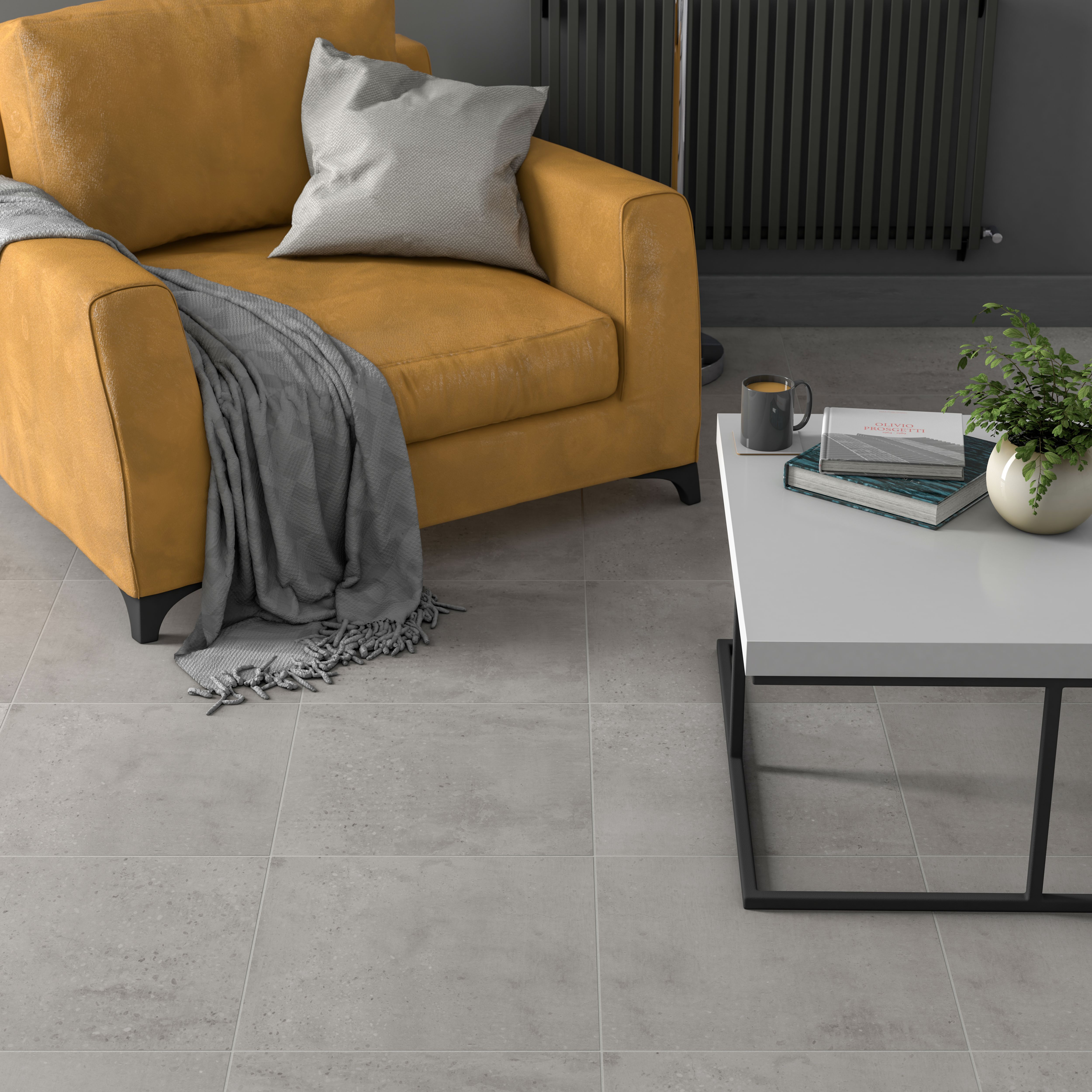 Reclaimed Grey Matt Concrete effect Porcelain Wall & floor Tile, Pack ...