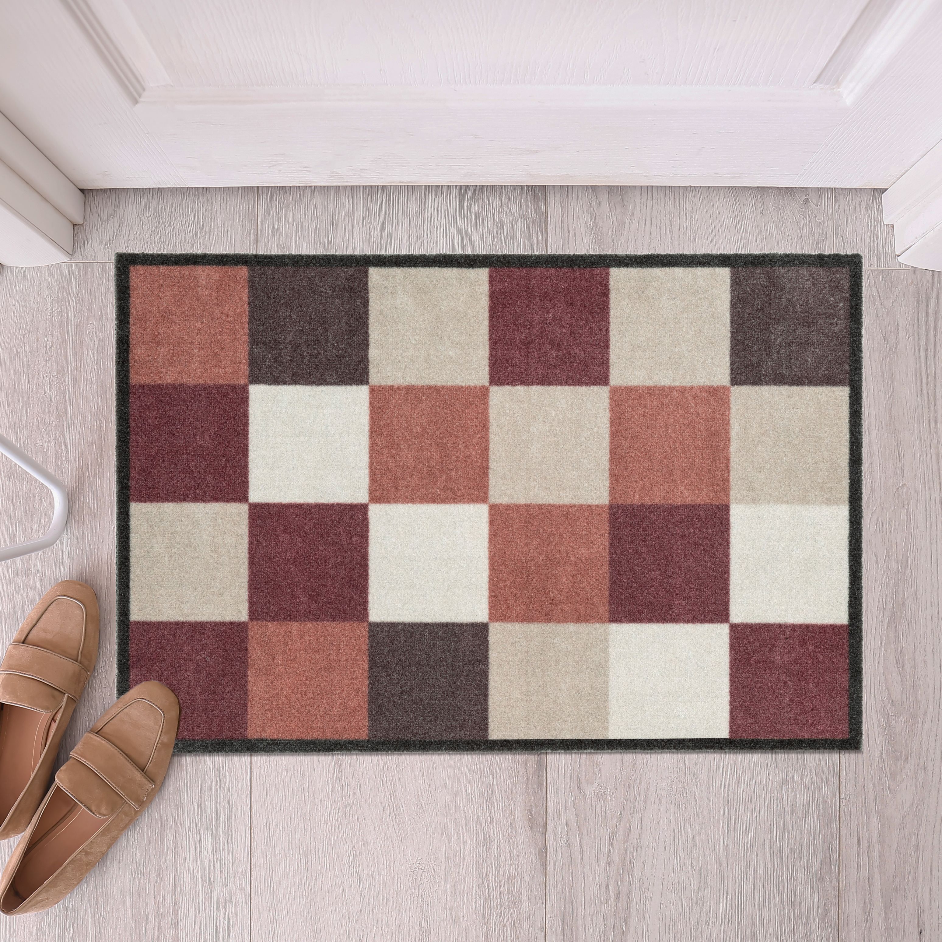 Buy Recylon Red Squares Heavy duty Mat, 75cm x 50cm at B&Q