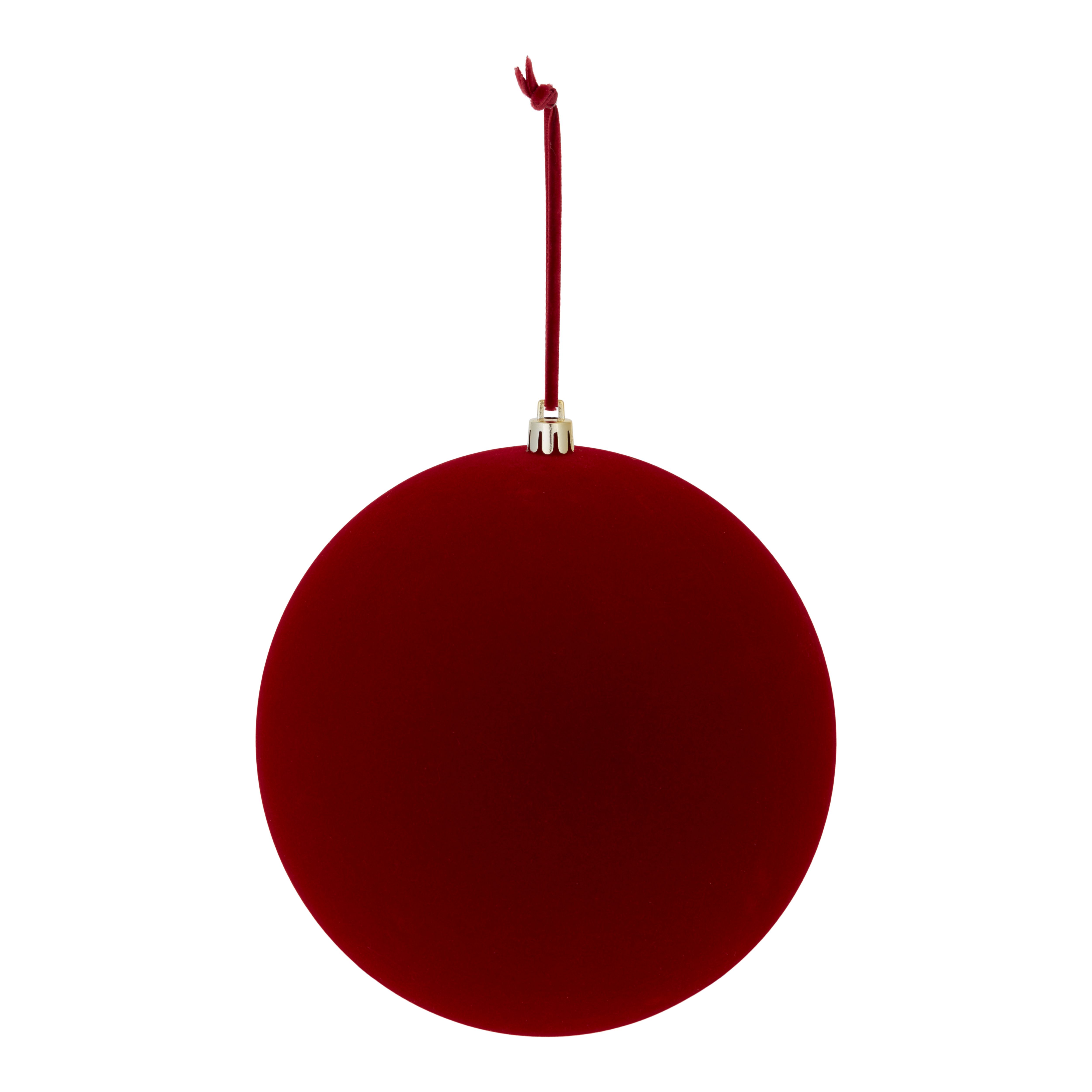 Red Flocked effect Plastic Round Bauble (D) 150mm