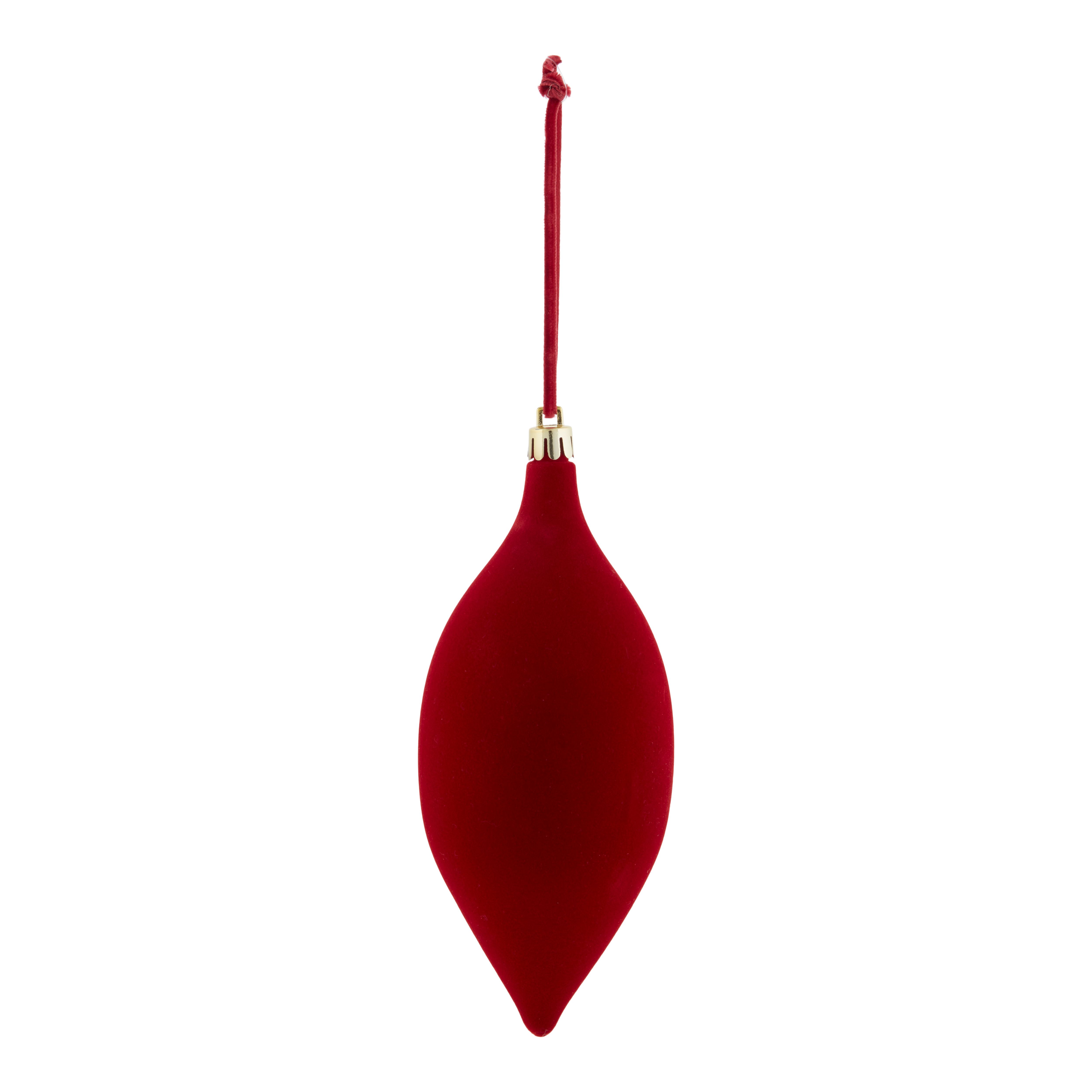 Red Flocked effect Tear drop Plastic Oval Bauble | DIY at B&Q
