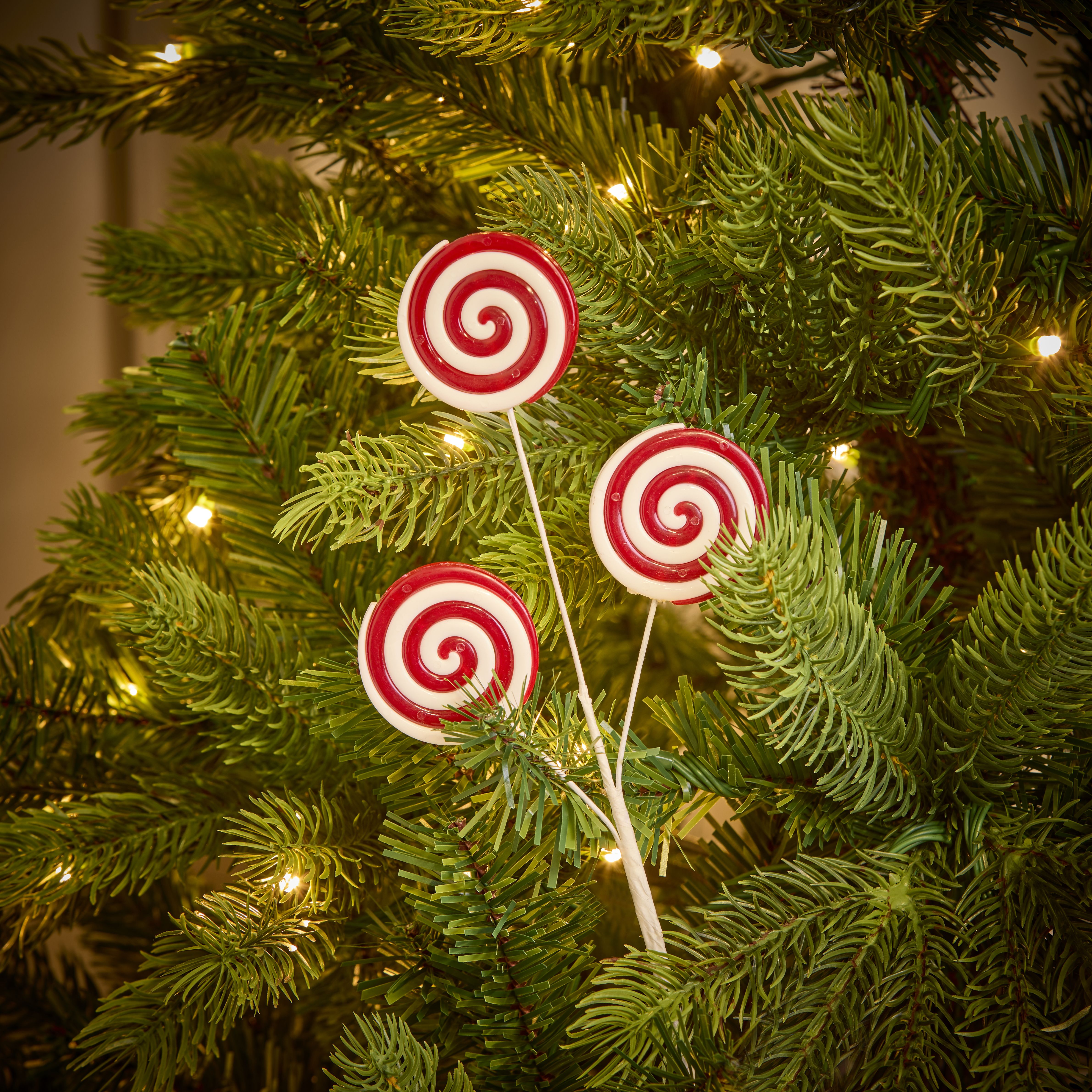 Red Lollipop Christmas pick, (L) 200mm x (W) 120mm