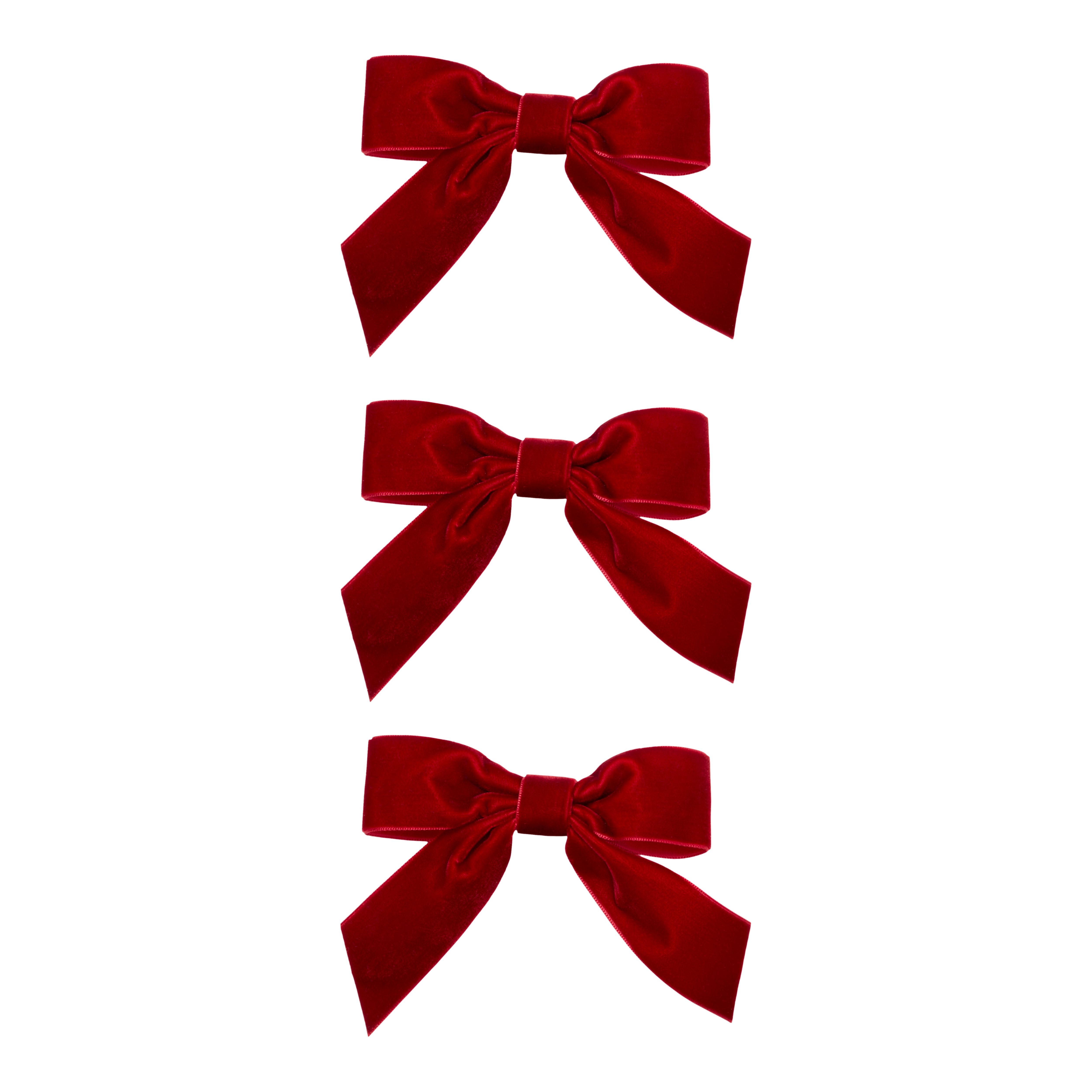 Red Velvet effect Bow Hanging decoration set, Set of 3