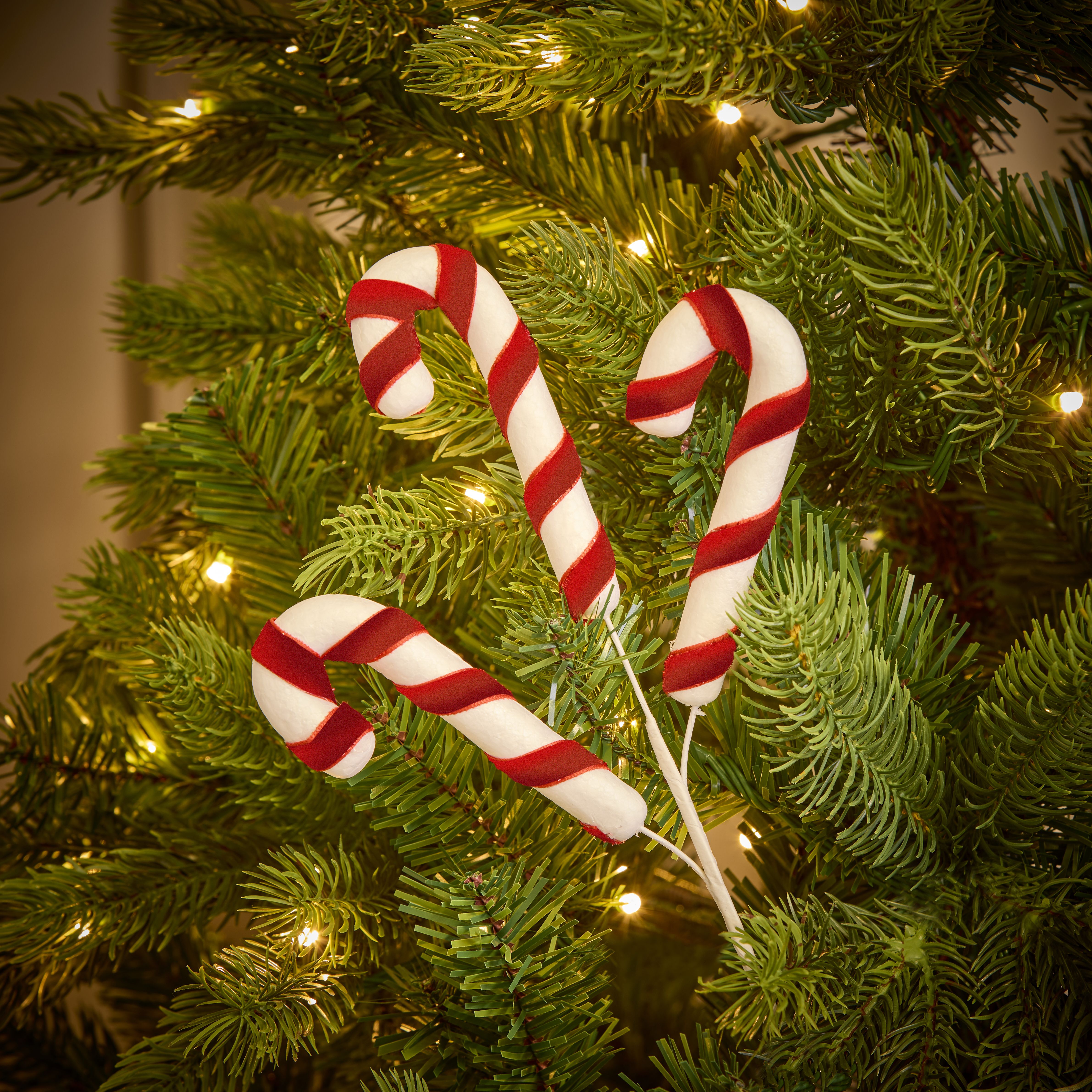 Red & white Candy cane Christmas pick, (L) 200mm x (W) 120mm