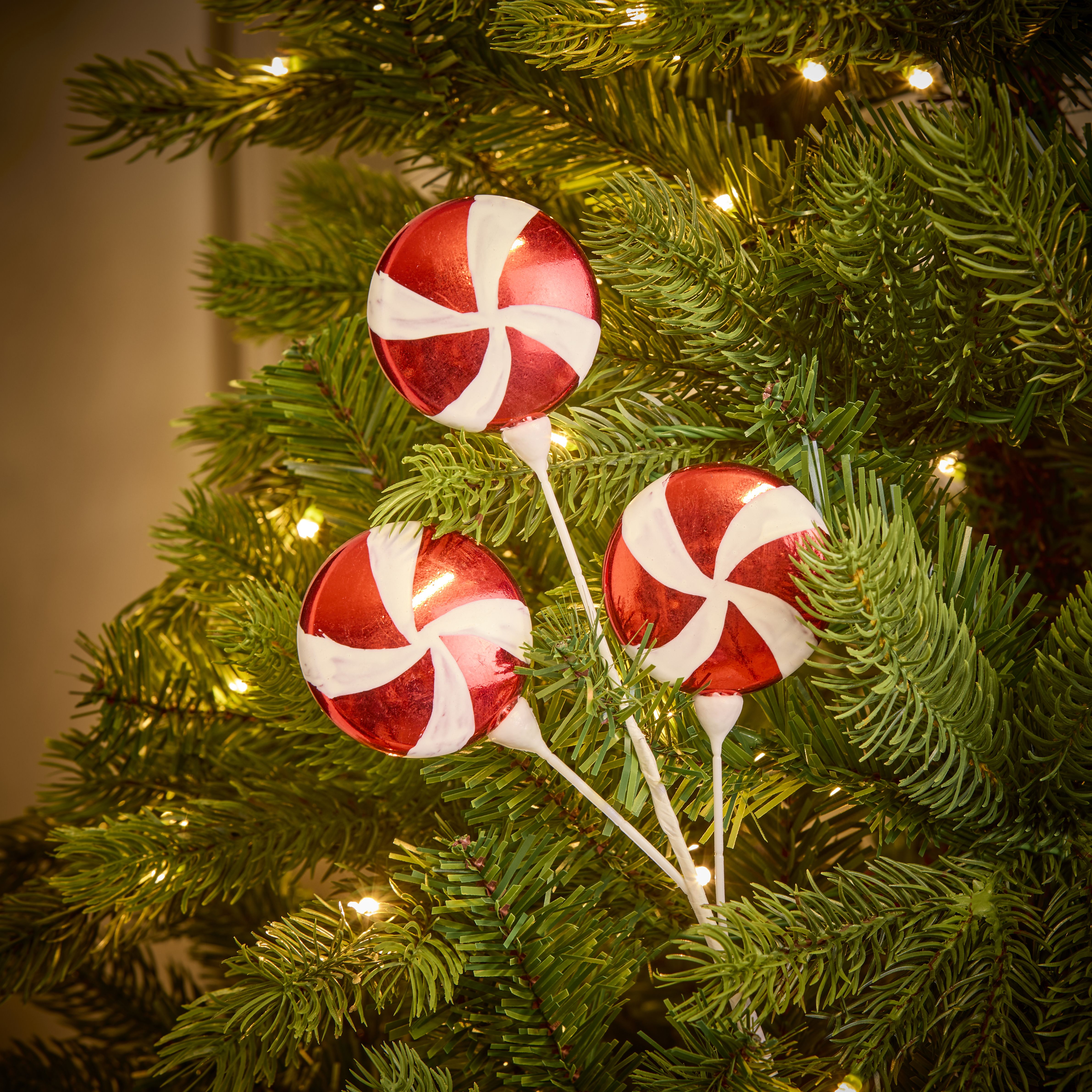 Red & white Candy Christmas pick, (L) 200mm x (W) 120mm
