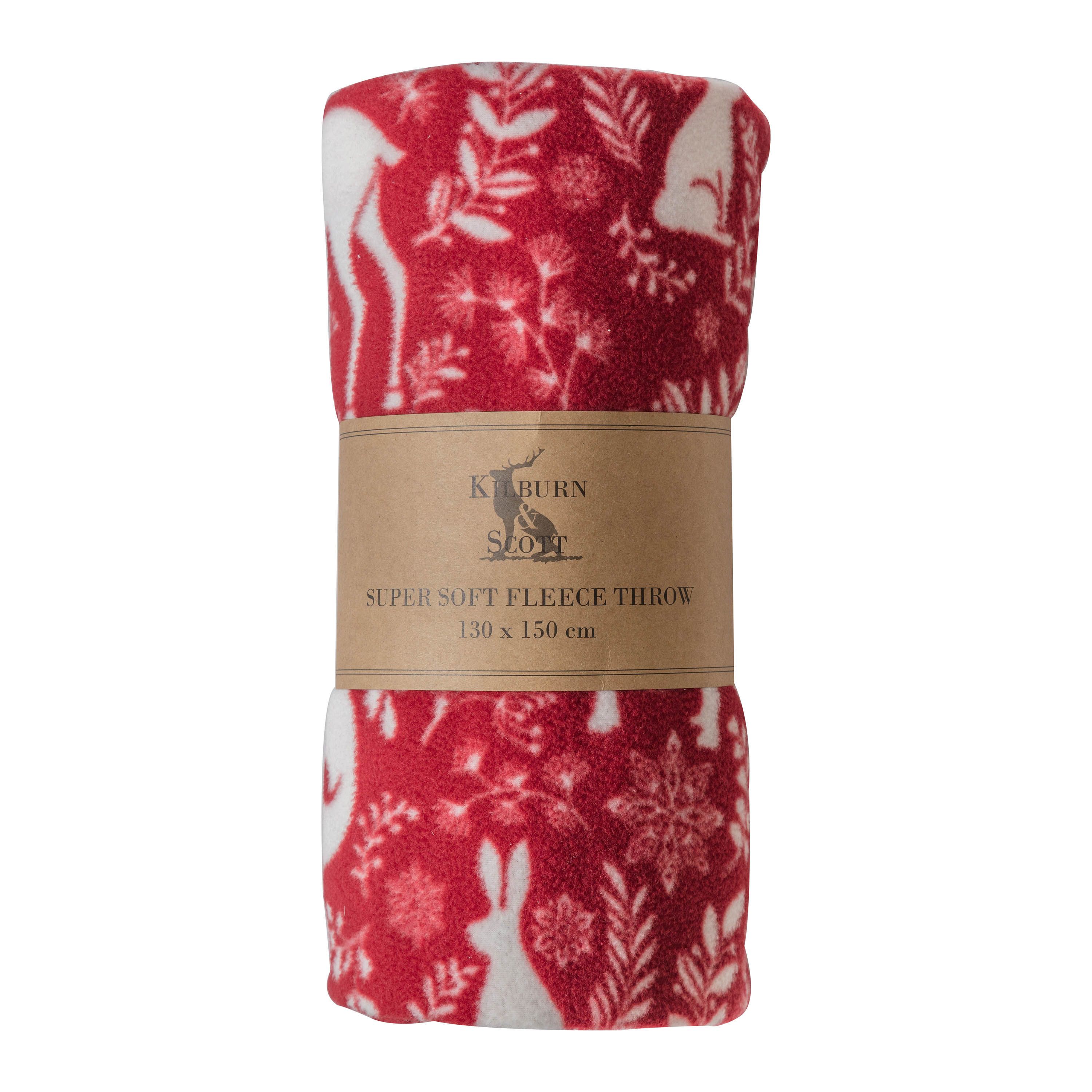 Red Woodland Fleece Throw (W) 130cm x (L) 150cm
