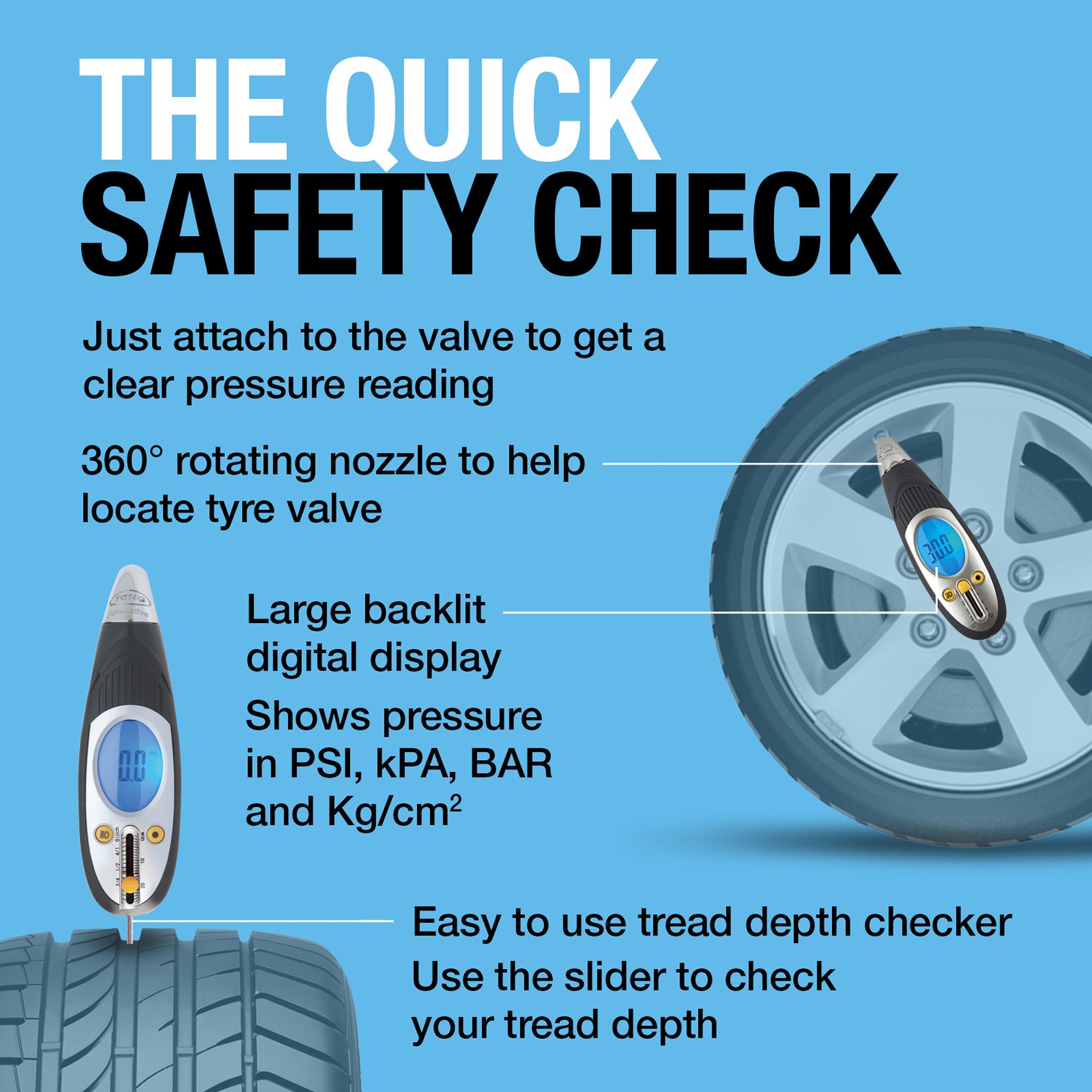 Ring Automotive Mini Tyre pressure gauge