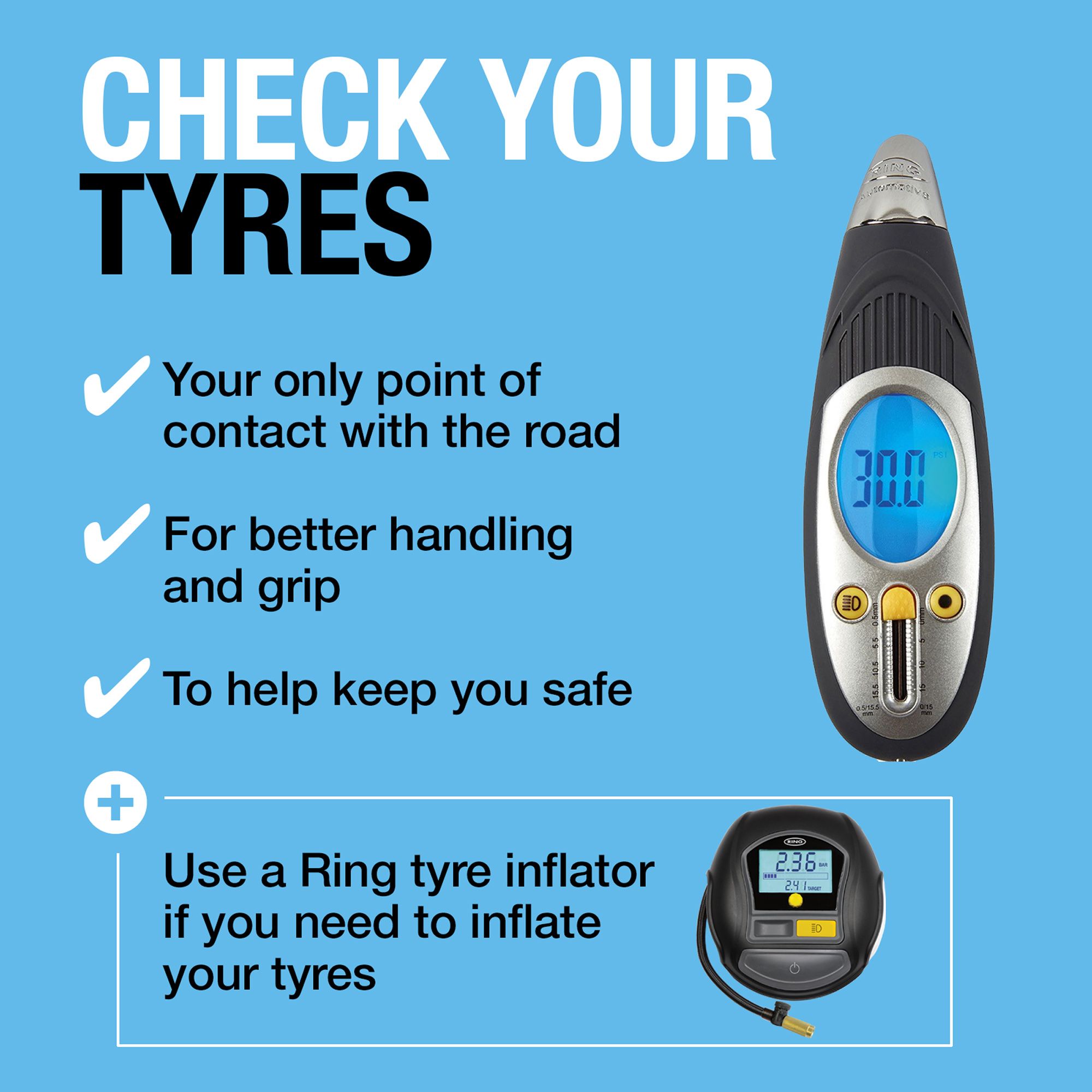 Ring Automotive Mini Tyre pressure gauge