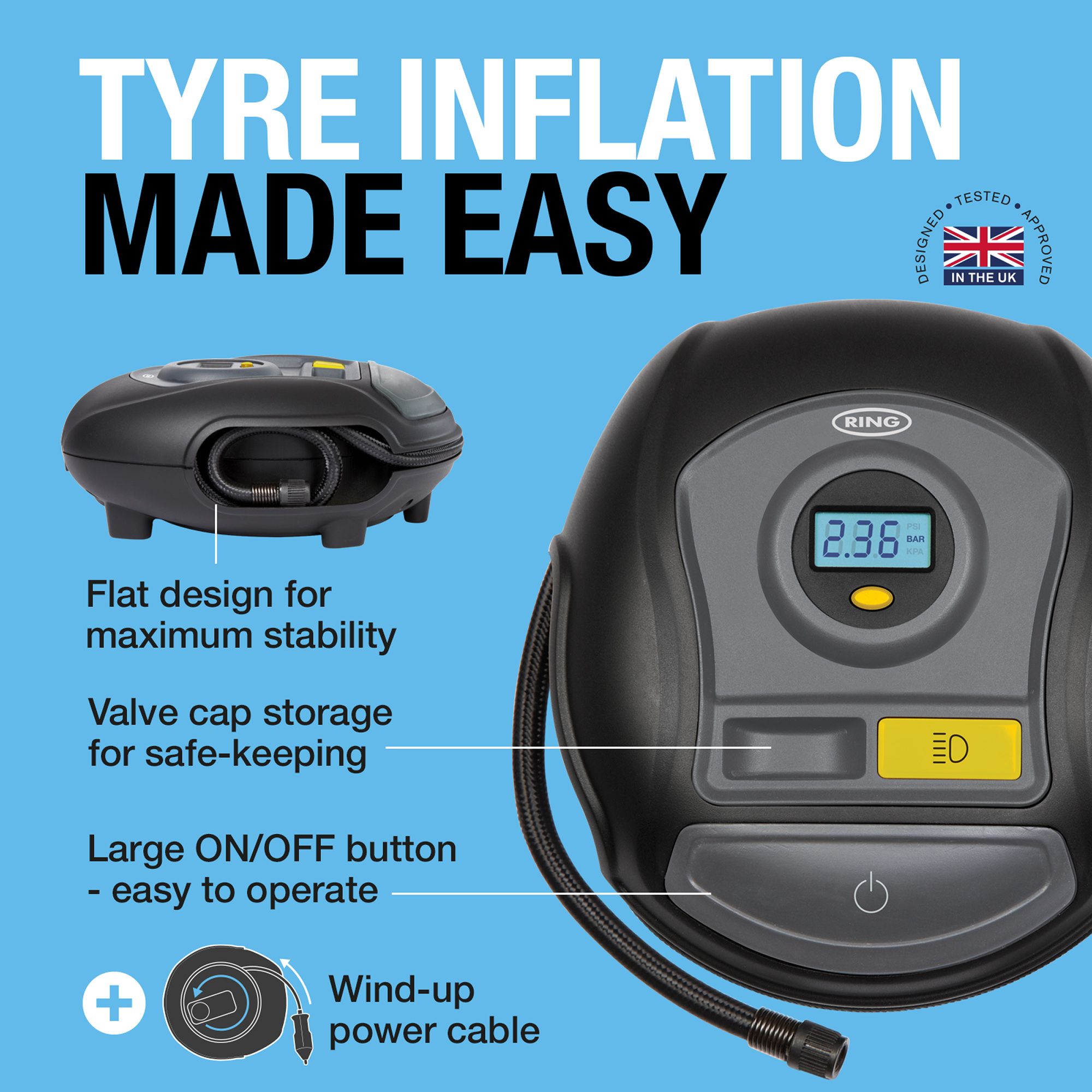 Ring Automotive RTC Digital Air tyre inflator | DIY at B&Q