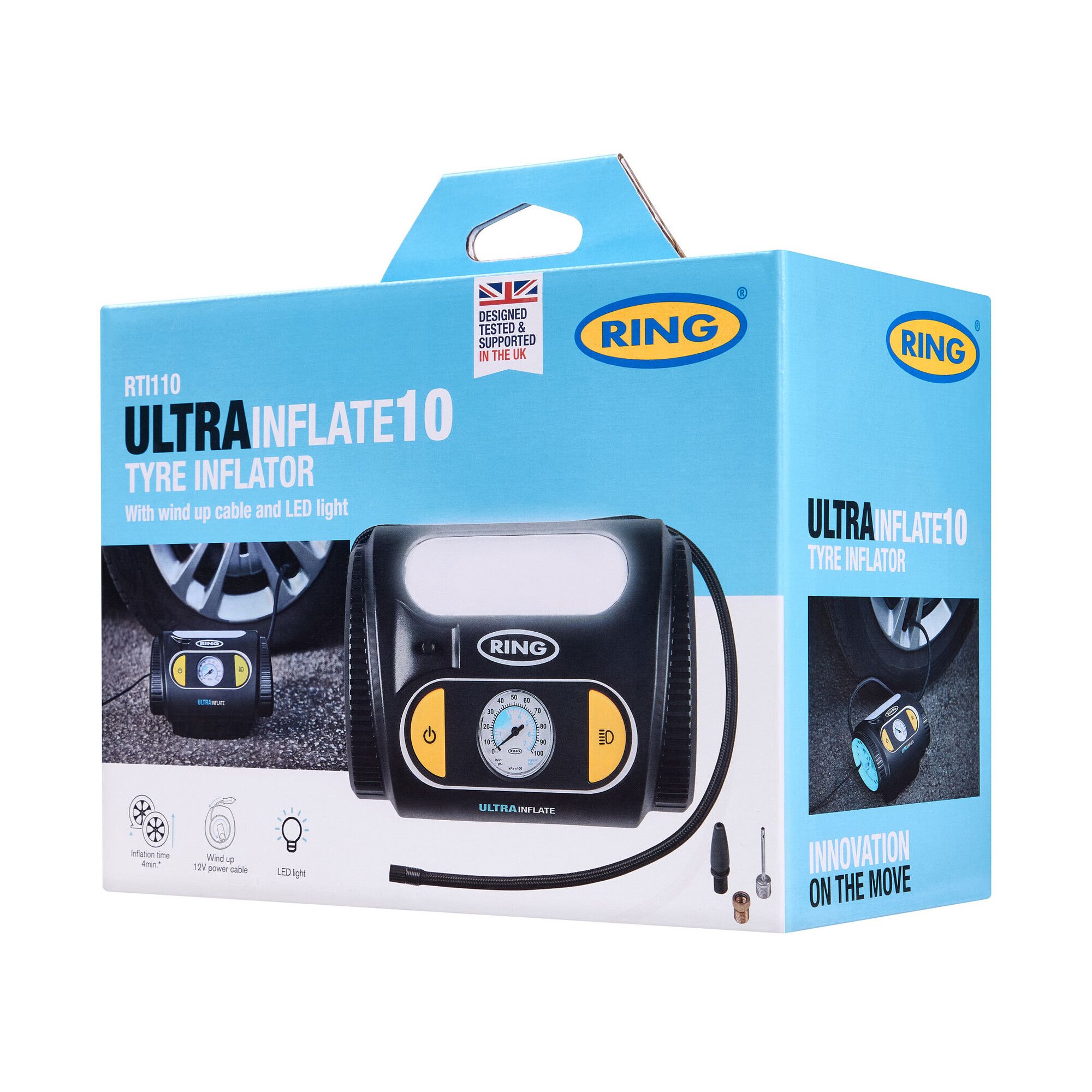 Ring Automotive UltraInflate Black 12V Analogue dial Powered tyre ...