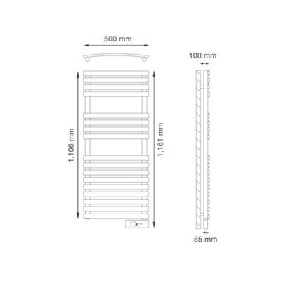 Rointe D Series Graphite Electric Towel warmer (W)500mm x (H)1161mm