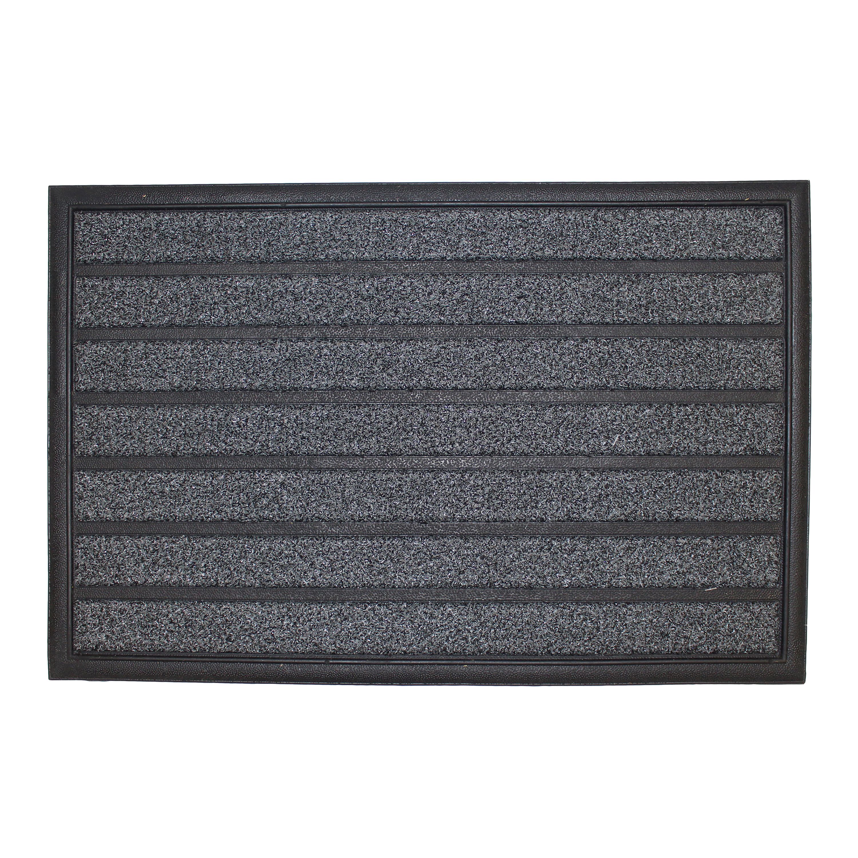 Rome Grey Stripe Heavy duty Scraper mat, 60cm x 40cm | DIY at B&Q