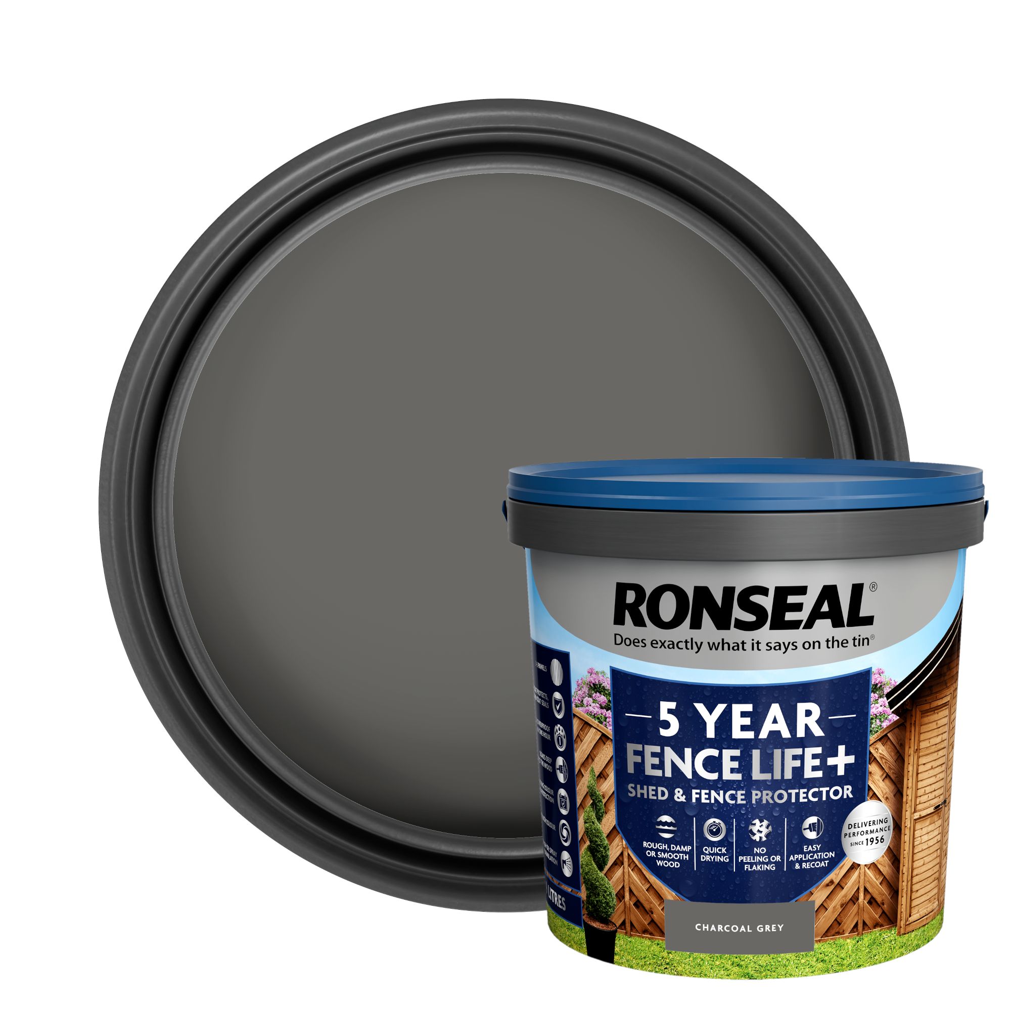 Ronseal 5 Year Fence Life+ Charcoal grey Matt Exterior Shed & fence ...