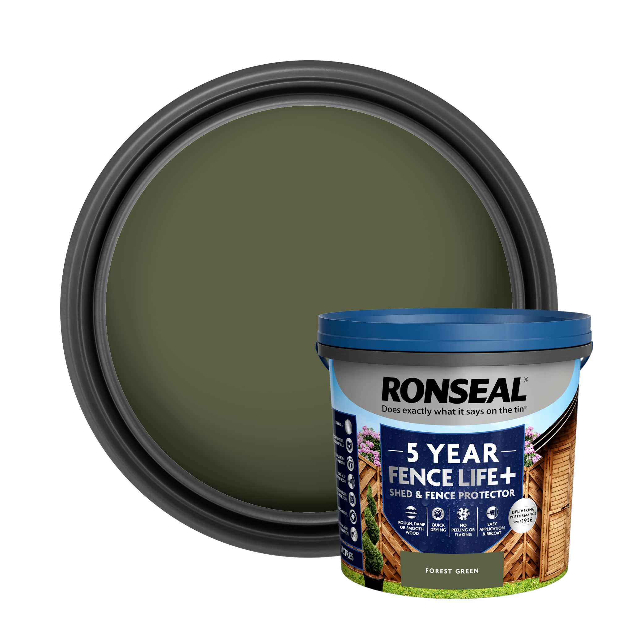 Ronseal 5 Year Fence Life+ Forest green Matt Exterior Shed & fence ...