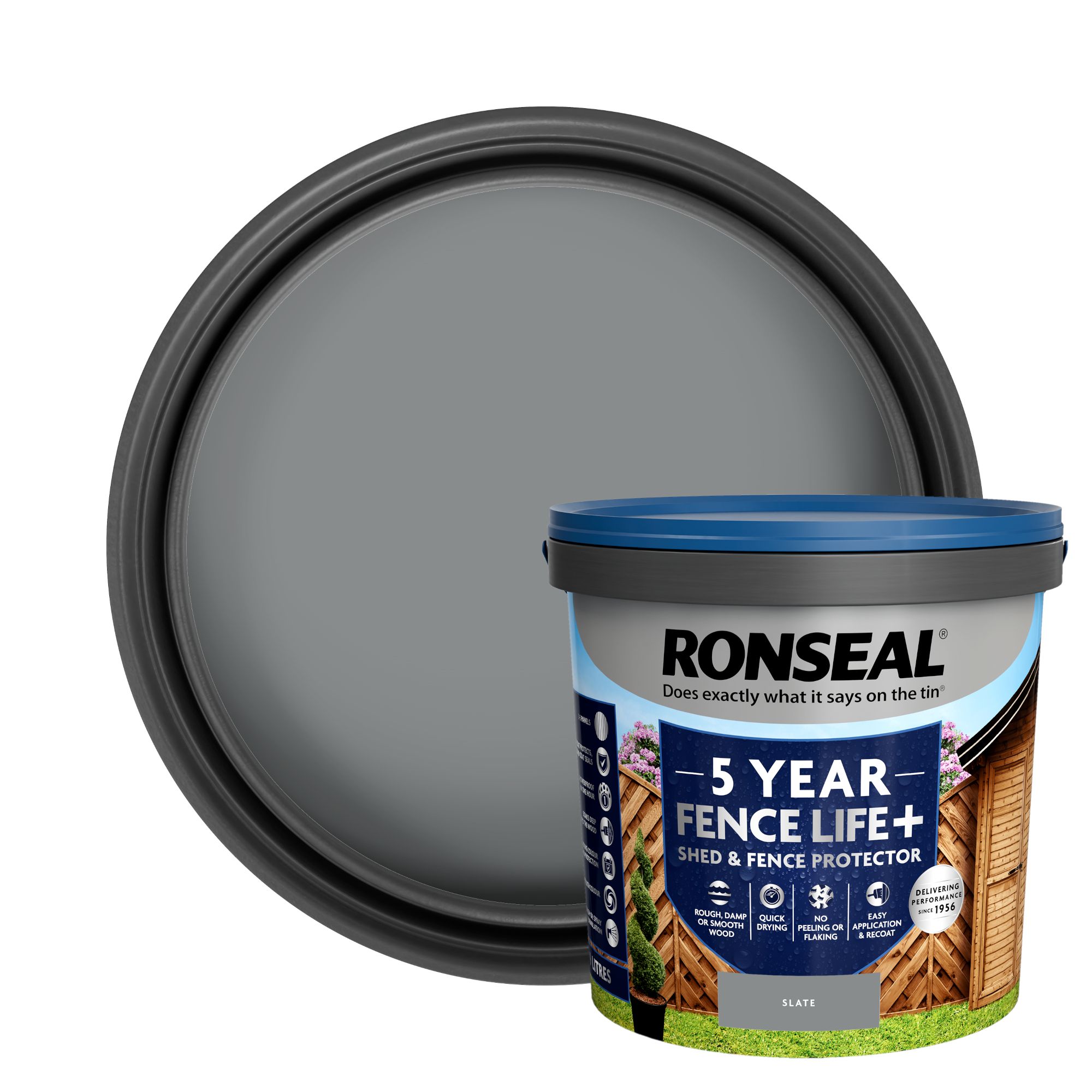 Ronseal 5 Year Fence Life+ Shed & Fence Protector Slate Matt Multi ...