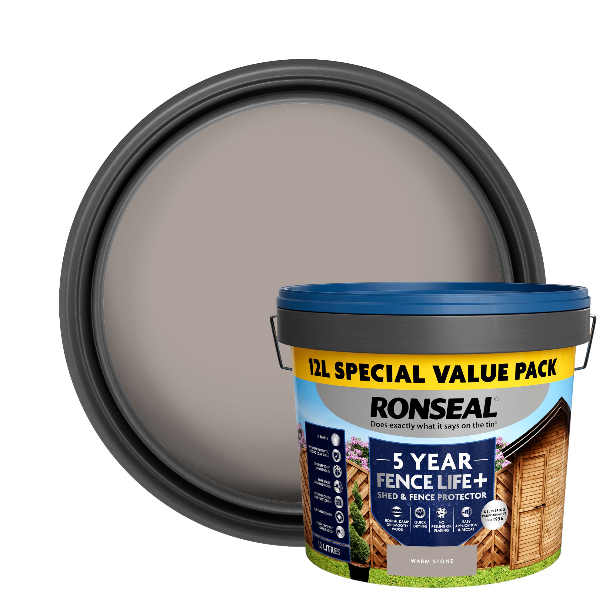 Ronseal 5 Year Fence Life+ Warm stone Matt Exterior Shed & fence ...