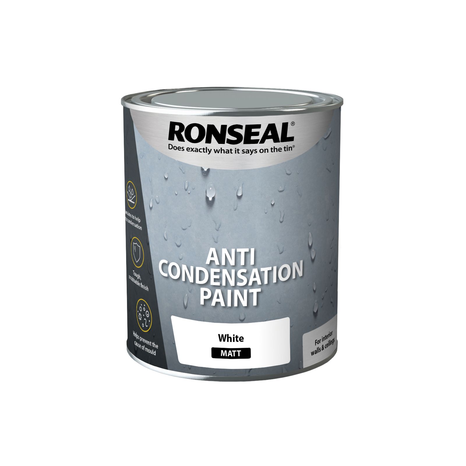 Ronseal Anti Condensation White Matt Interior Damp seal paint, 750ml