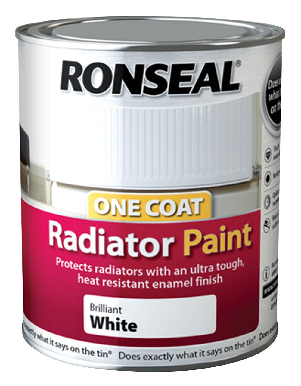 Ronseal Brilliant white Satin Radiator paint 750 ml | DIY at B&Q
