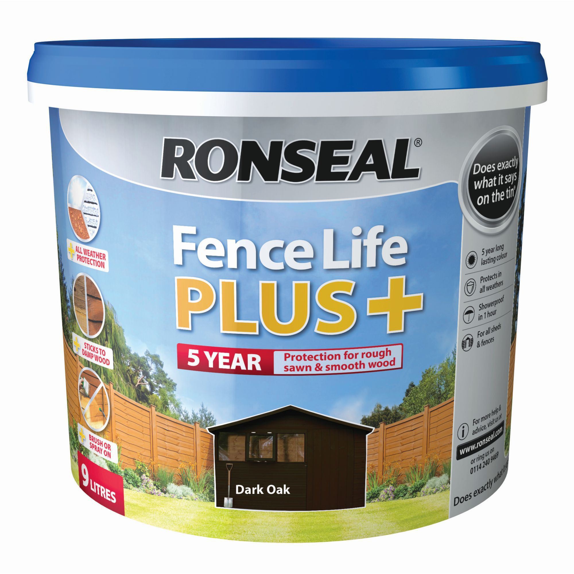 Ronseal Fence life plus Dark oak Matt Exterior Wood paint, 9L | DIY at B&Q