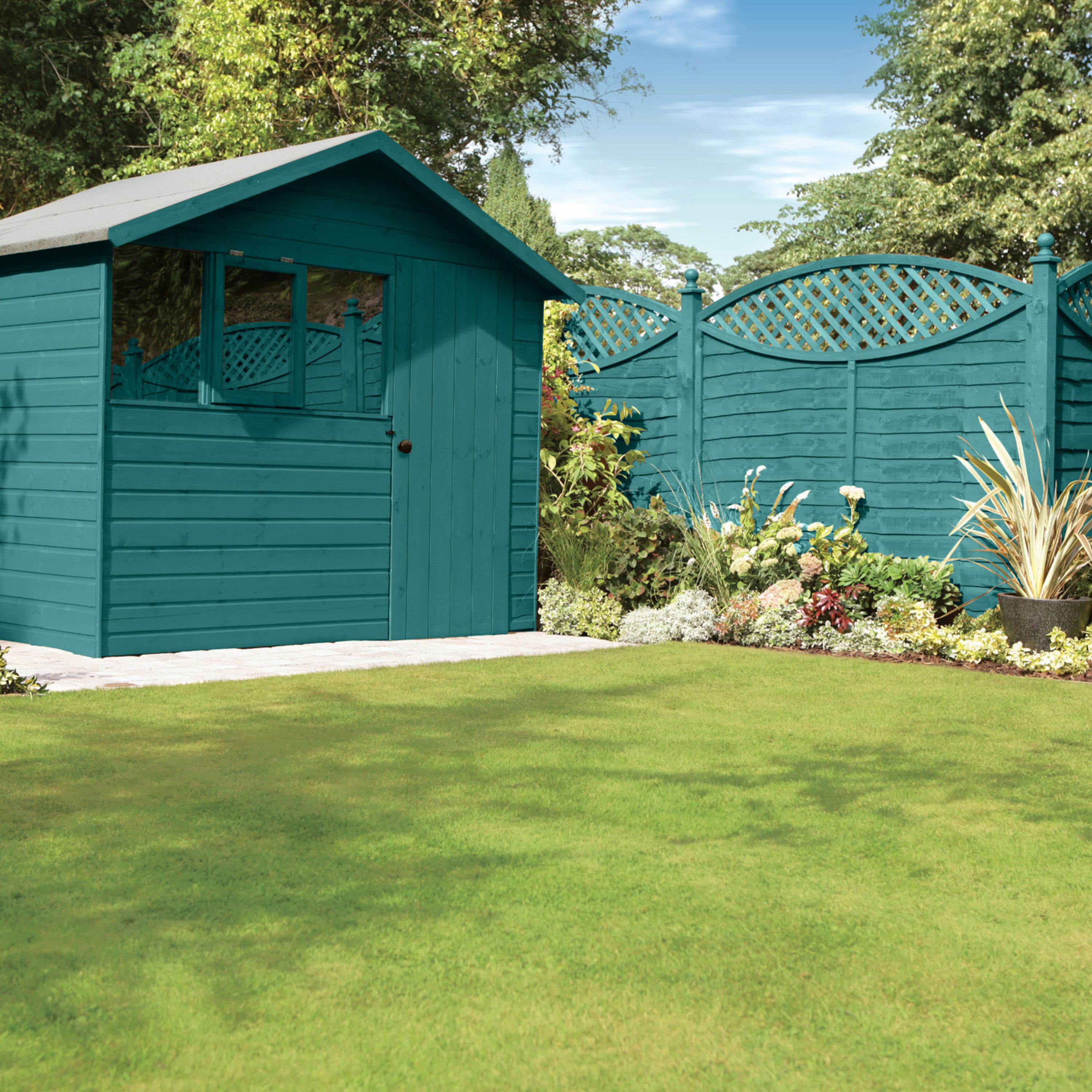 Ronseal Fence Life Plus Teal Matt Exterior Wood paint, 5L Tub | DIY at B&Q